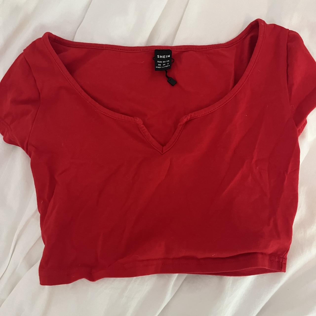 XS Shien red cropped top, really cute, was just too... - Depop