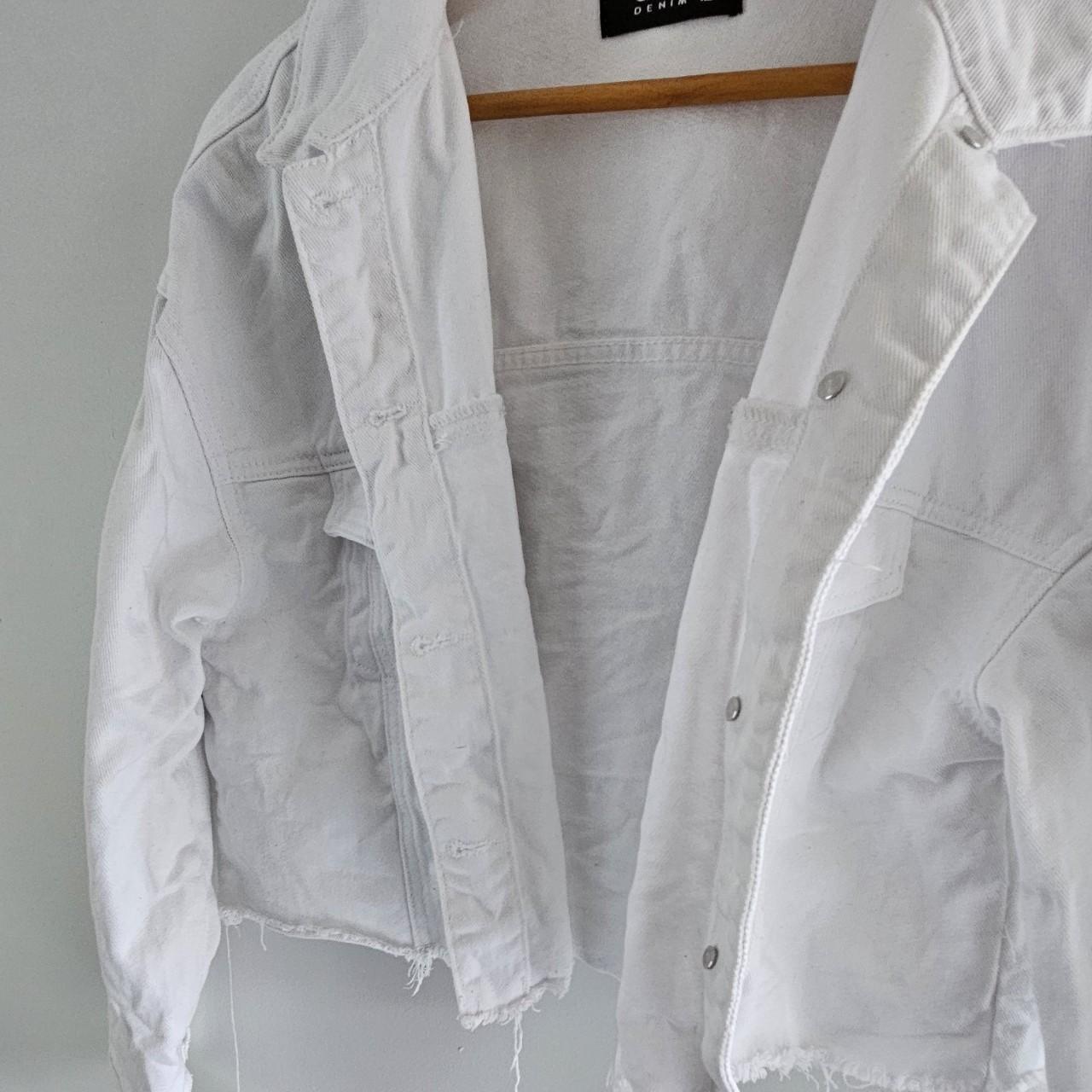 Dotti white denim cut off jacket Size 12 Selling... - Depop
