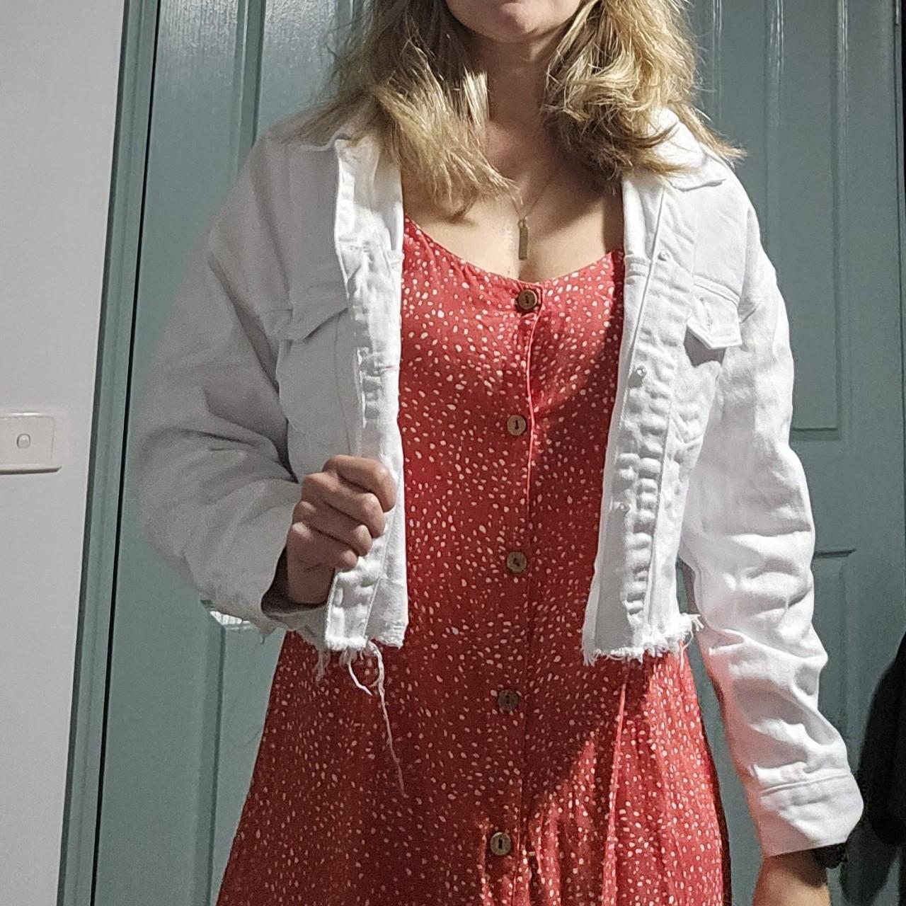 Dotti white denim cut off jacket Size 12 Selling... - Depop