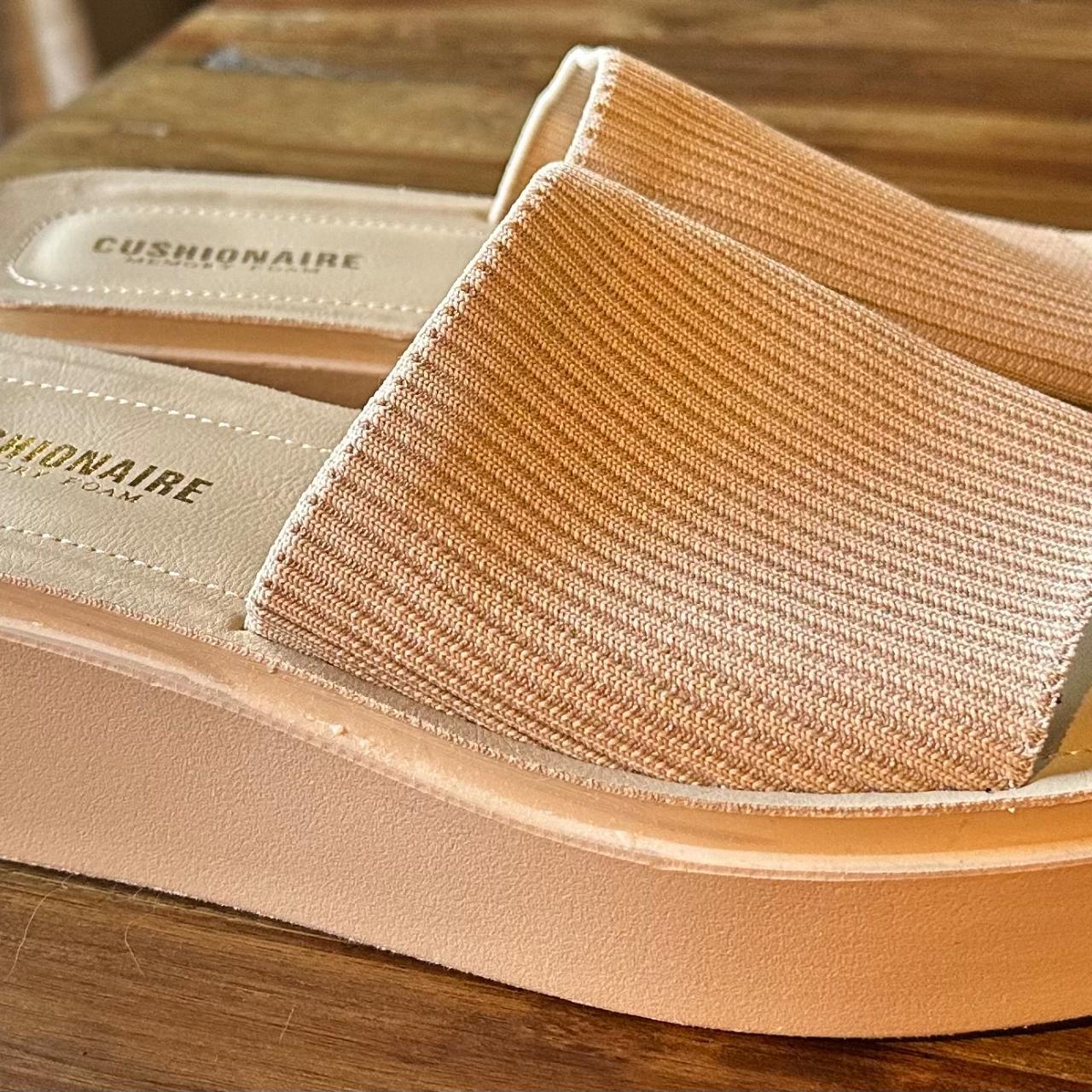 Cushionaire memory foam slides, platform, tan. Size... | Depop