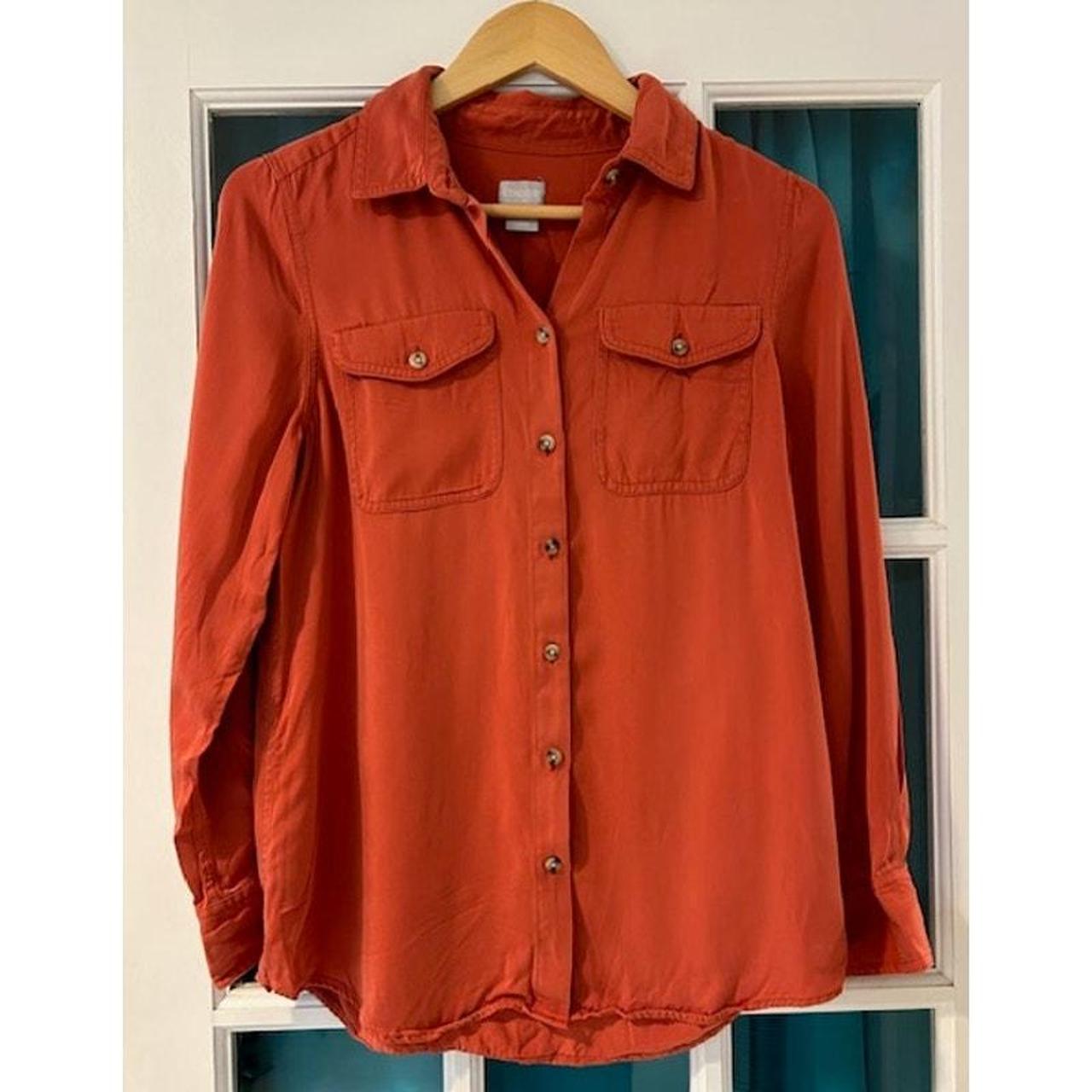 CHICO'S Rust Coral 100% Modal SOFT Button Long... - Depop