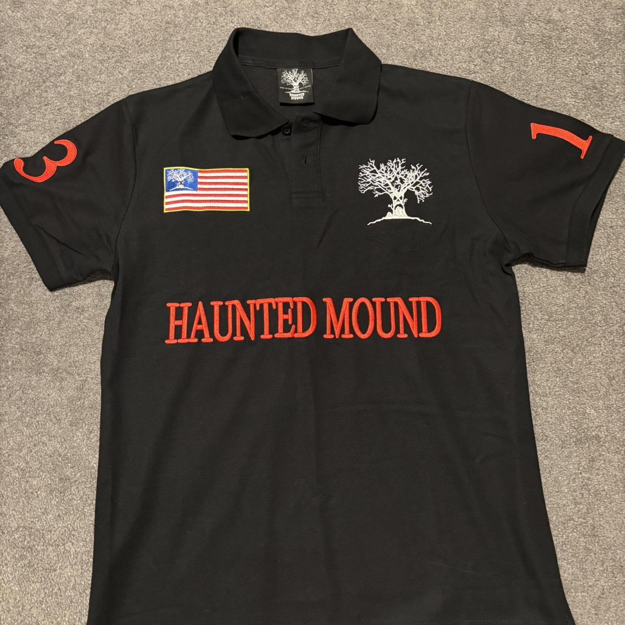 Black Haunted Mound polo. Worn once to try on.... - Depop