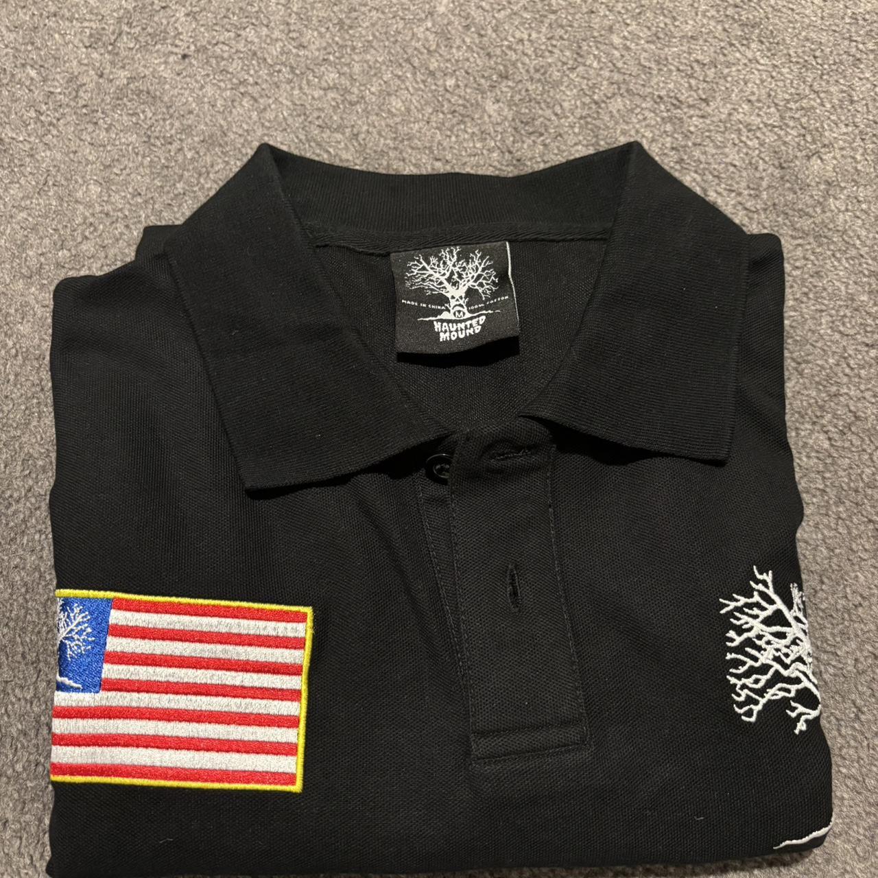 Black Haunted Mound polo. Worn once to try on.... - Depop