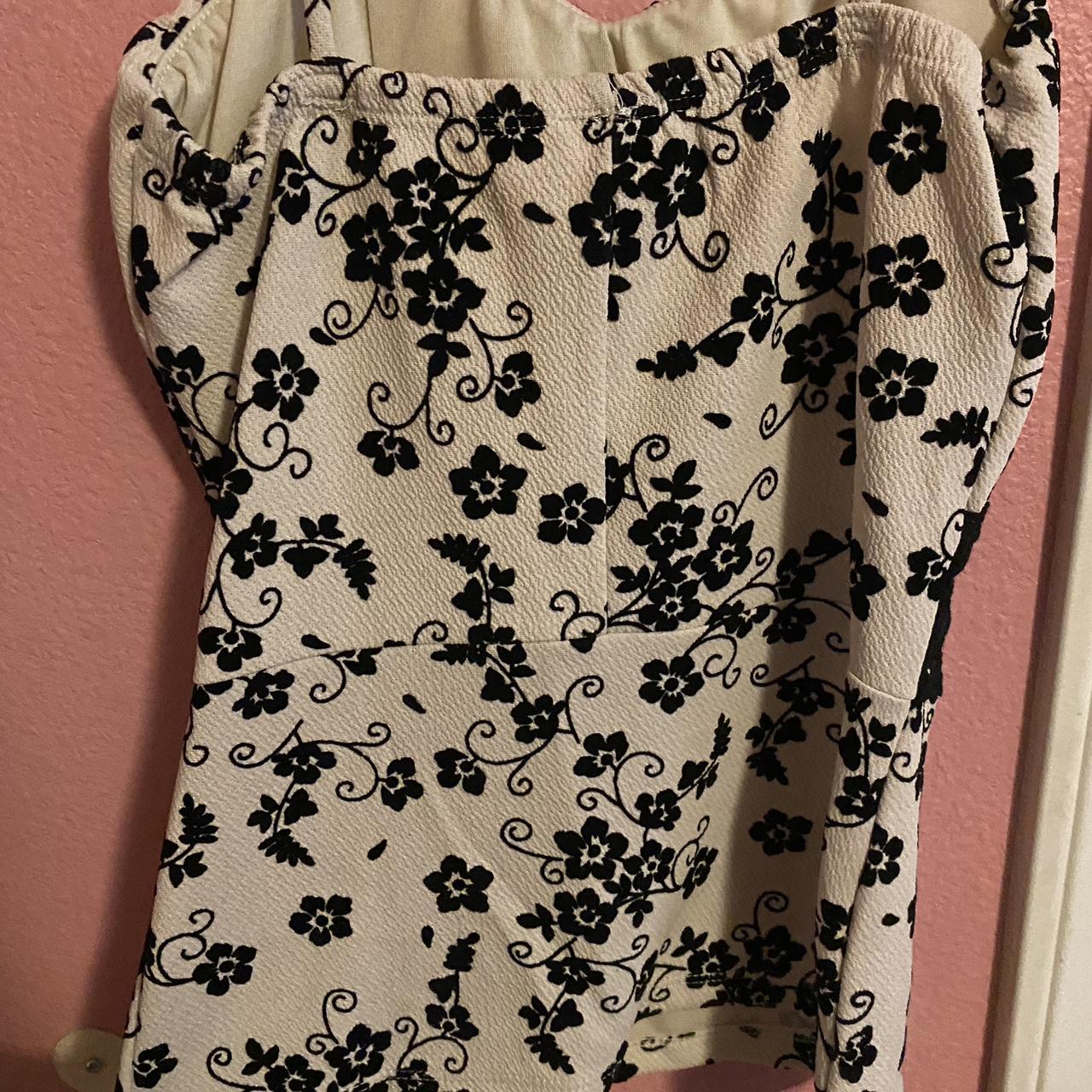 Black and cream floral tank top cami whimsy goth | Depop