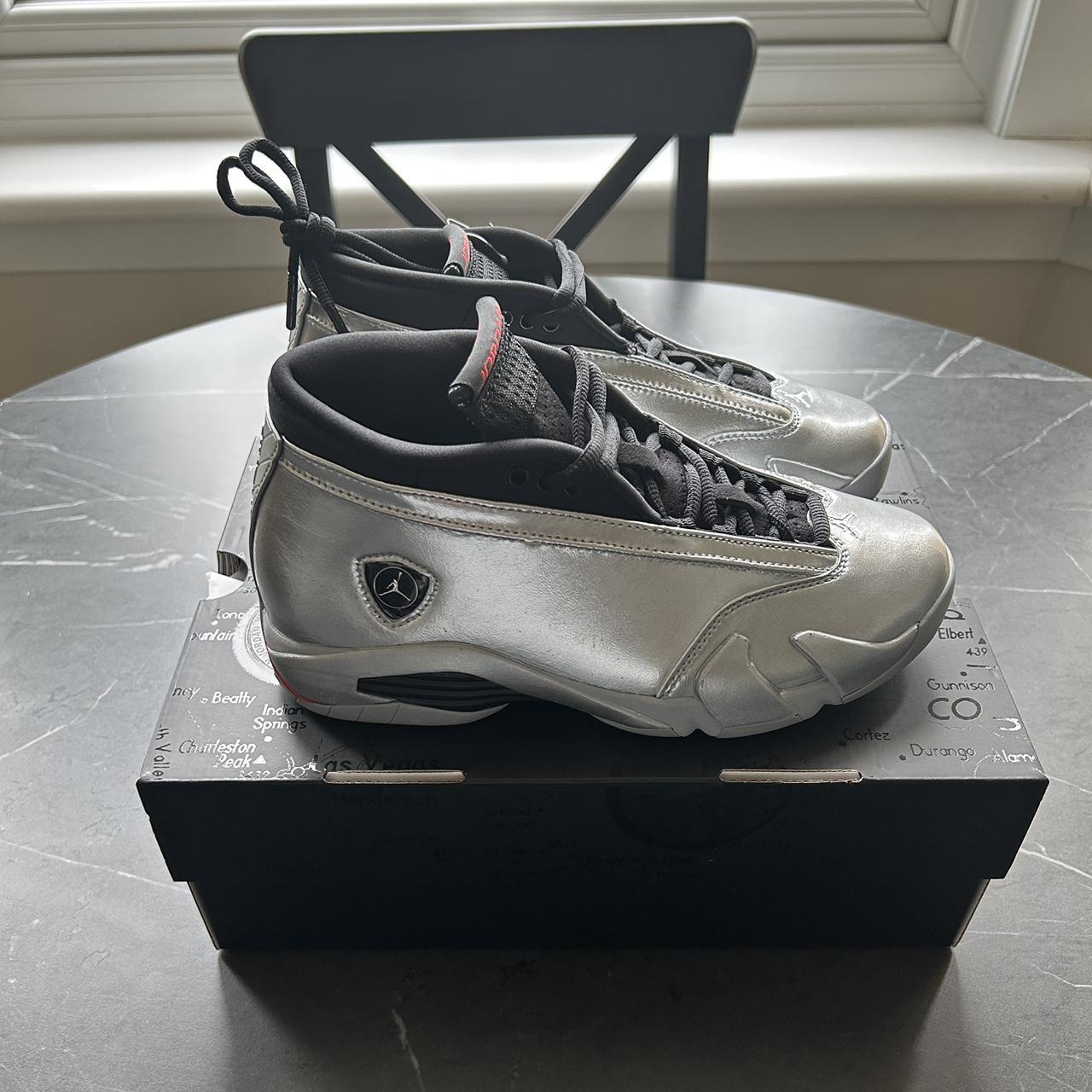 Jordan 14 Air Low (Women’s) Metallic Silver - Size 6 UK - Depop