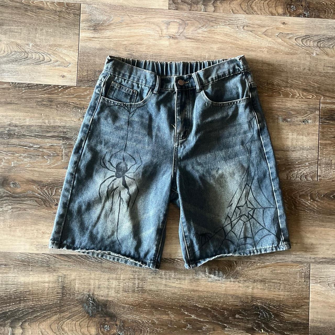 Blue Denim Spider Jorts Size Small Ships Same or... | Depop