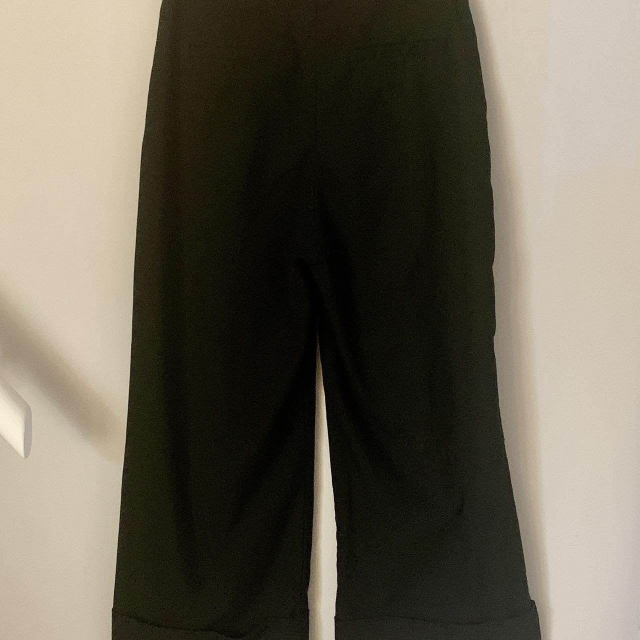 MONKI BLACK CROPPED TROUSERS WITH DEEP TURN-UP. SIZE... - Depop