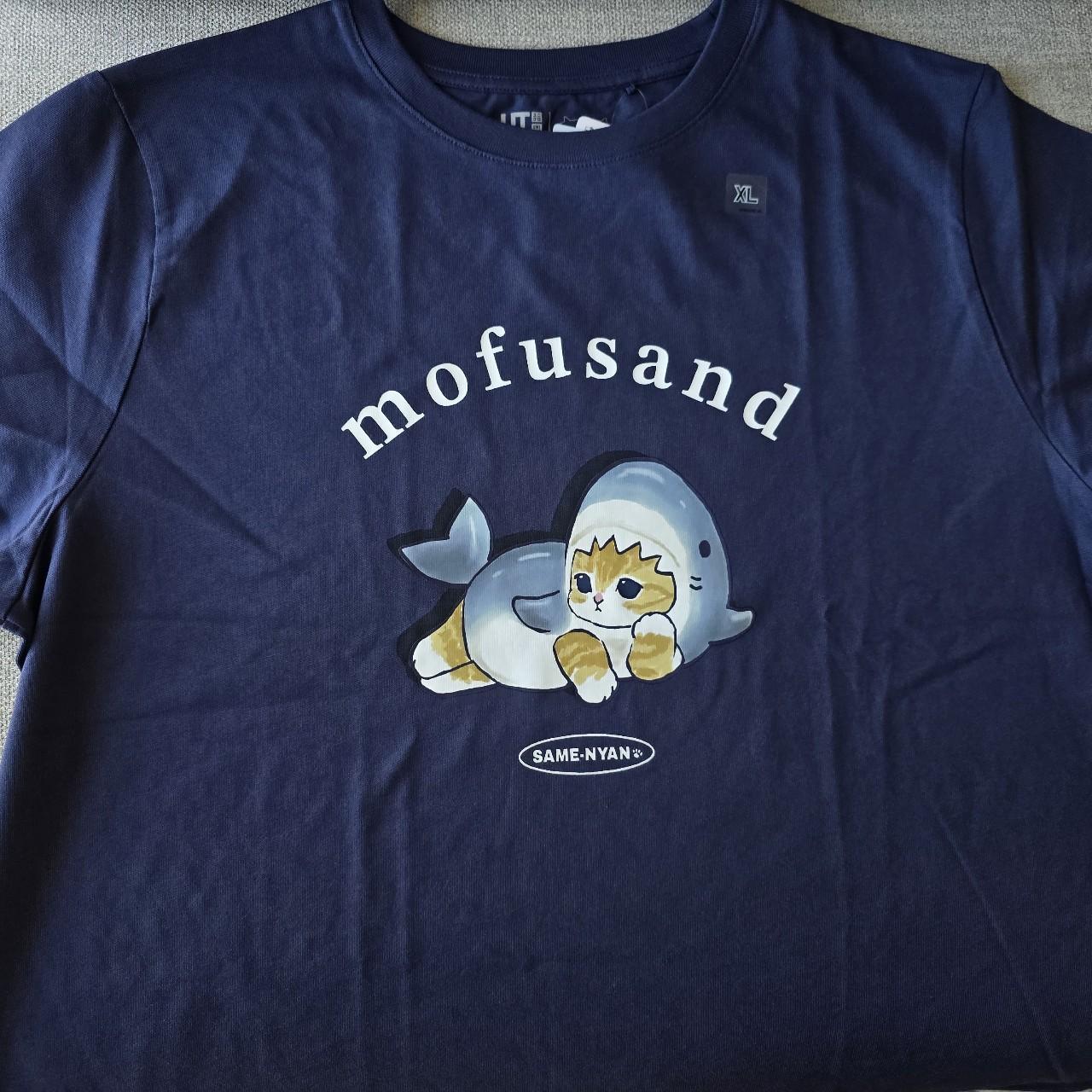 Mofusand Navy Blue Shark T-Shirt Women Adult Size... | Depop