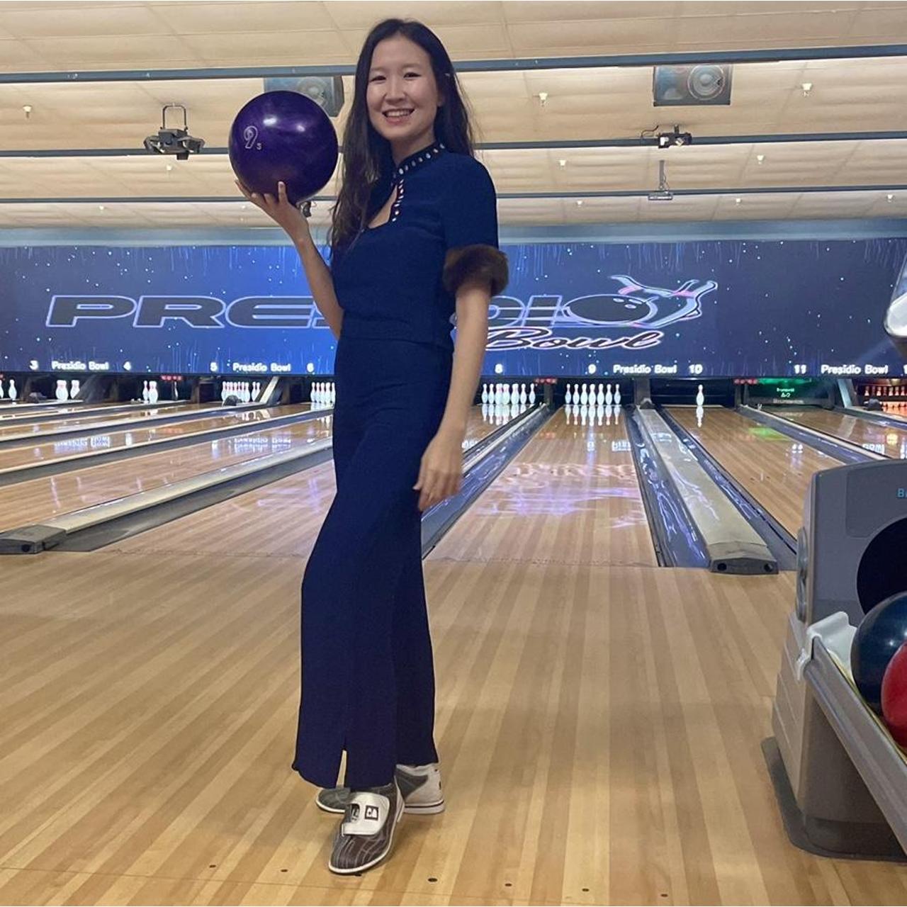 Staud Women's Blue Trousers | Depop