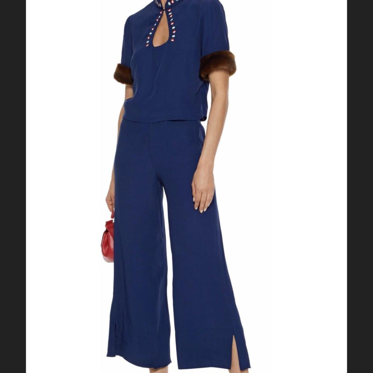 Staud Women's Blue Trousers | Depop