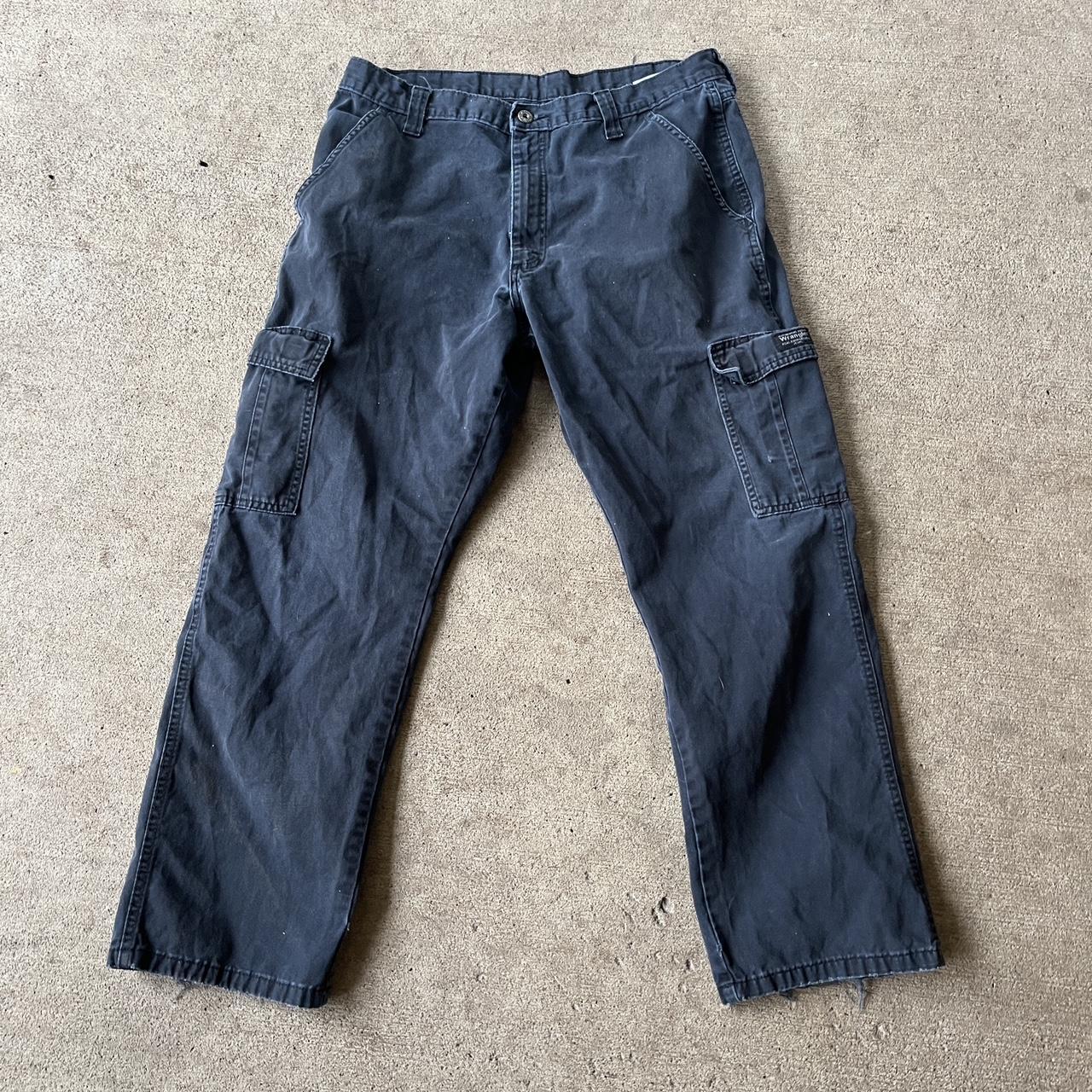 chill jet black work cargos 36x30 - Depop