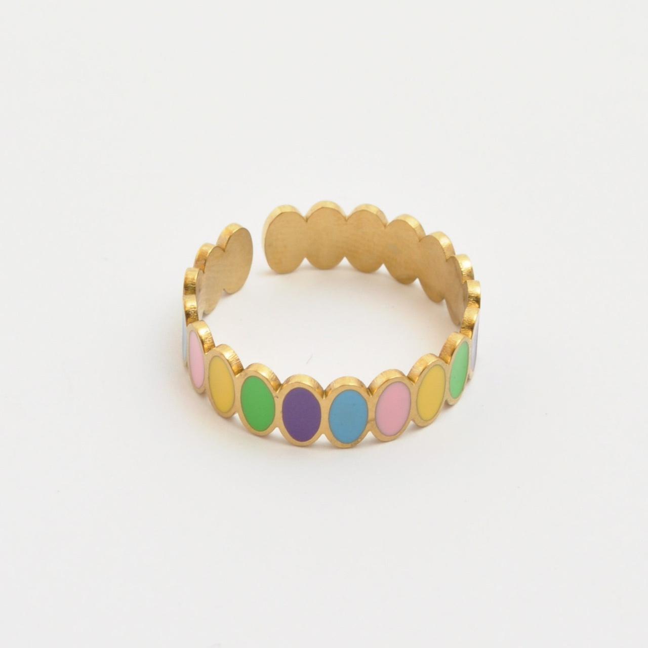Multi Colourful Gold Ring Elegant colourful ring... - Depop