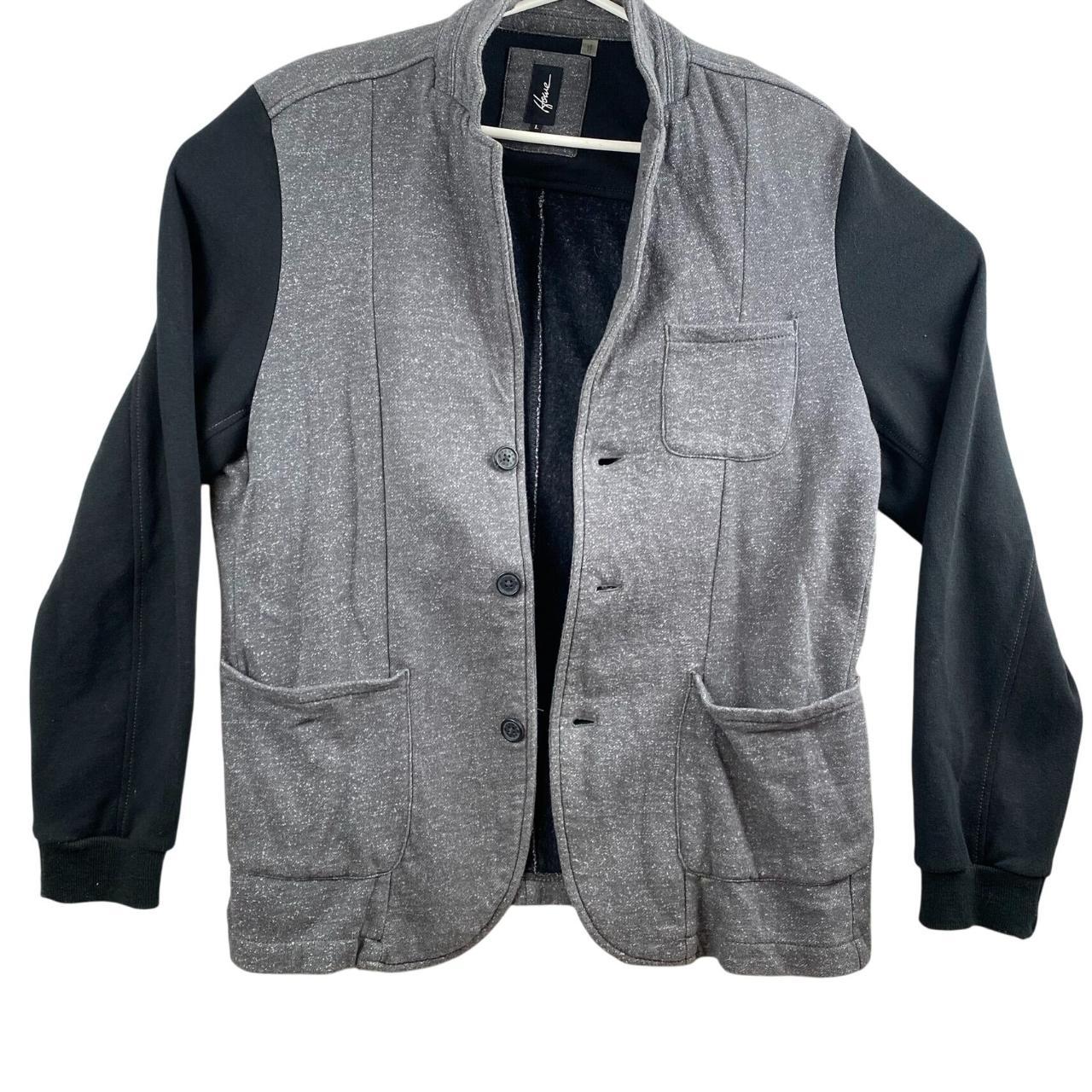 Howe Mens Jacket Large Grey and Black Button-Up With... | Depop