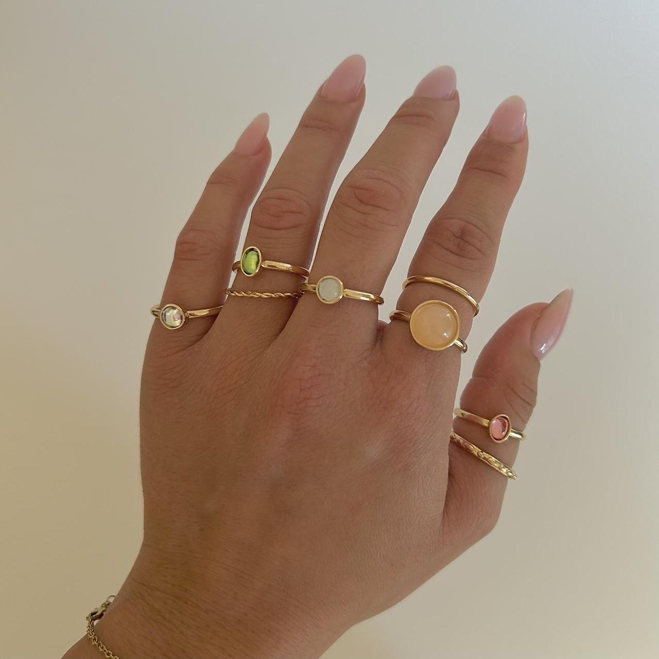 💍 x8 vintage look gold zinc alloy rings set 🌞 brand... - Depop