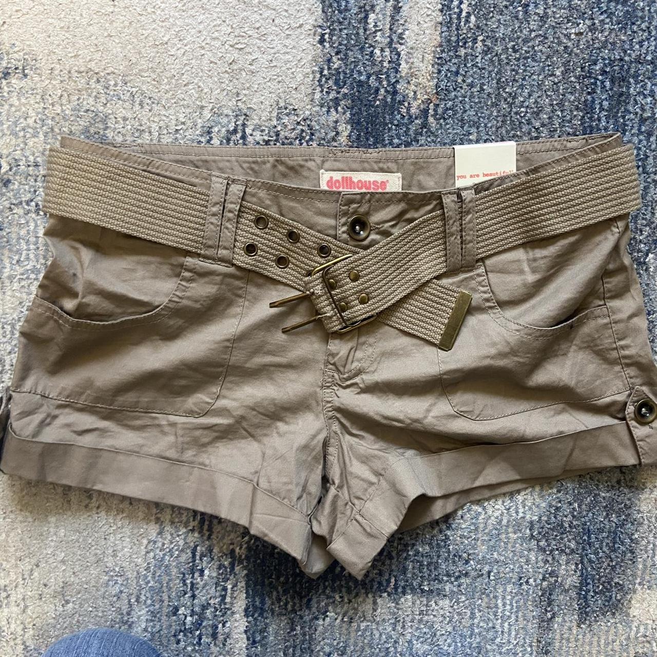 Doll House khaki mini cargo shorts with belt. 100%... | Depop