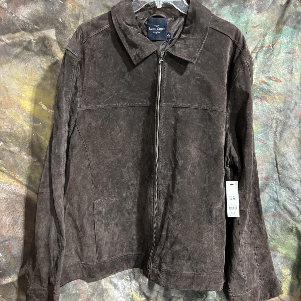 Faded Glory Men’s Suede Leather Bomber Style Jacket... - Depop