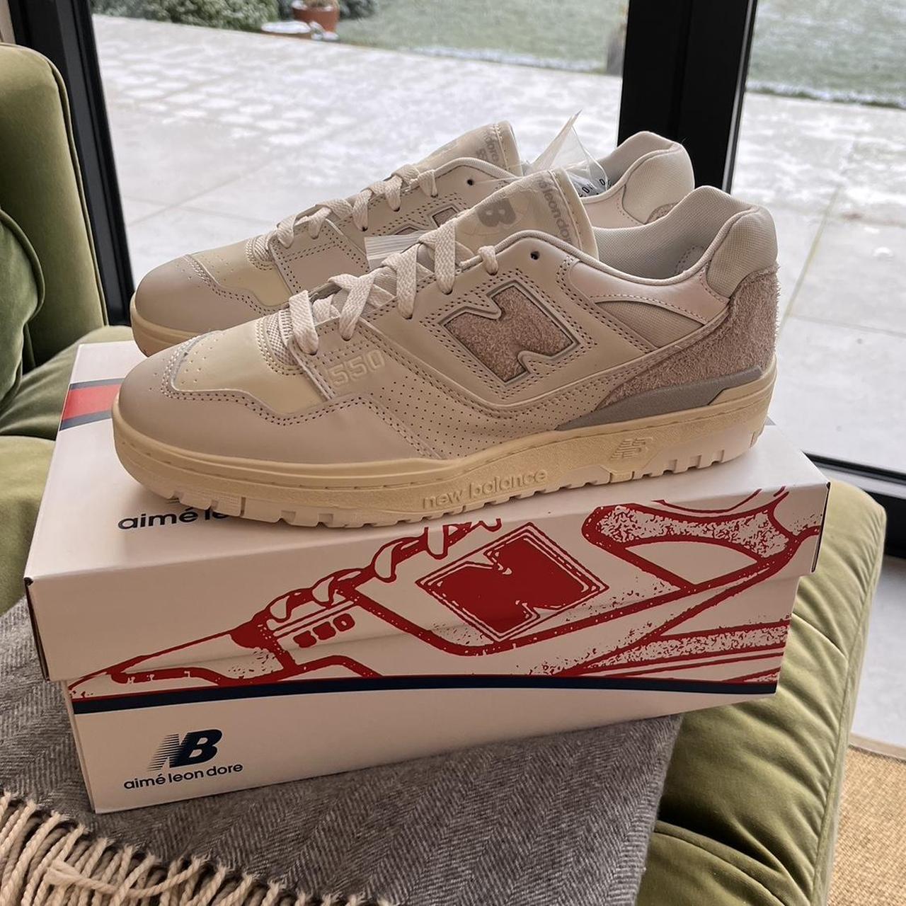 New Balance Men's Cream and White Trainers | Depop