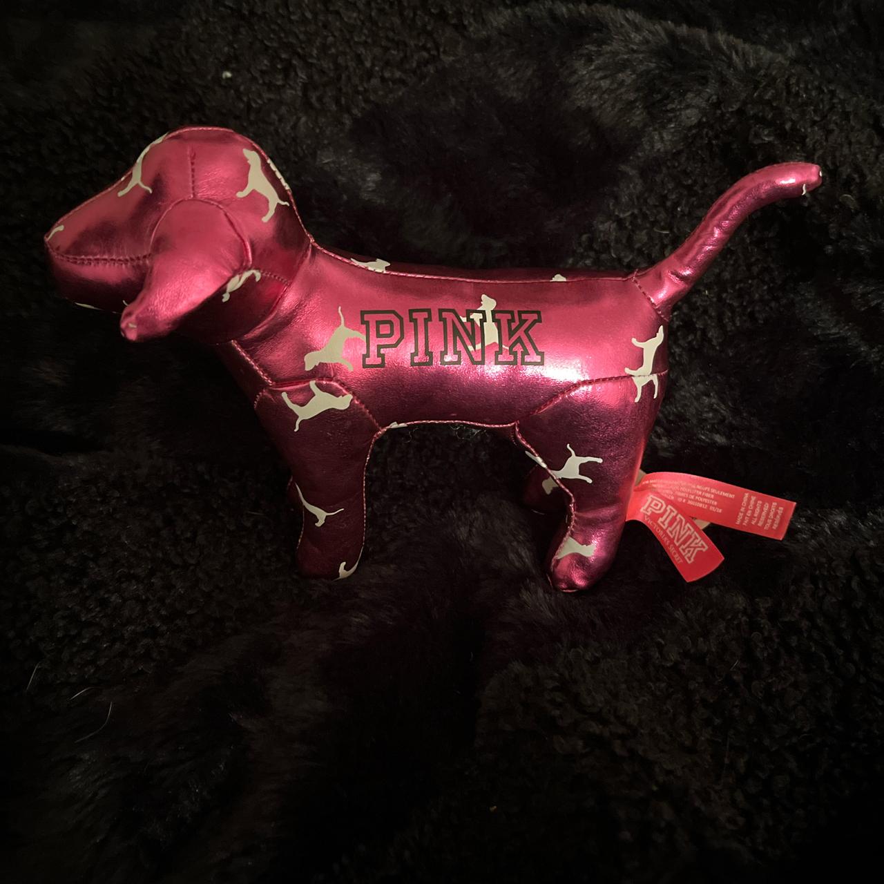 PINK victoria secret shiny hot pink dog plush dm me... - Depop