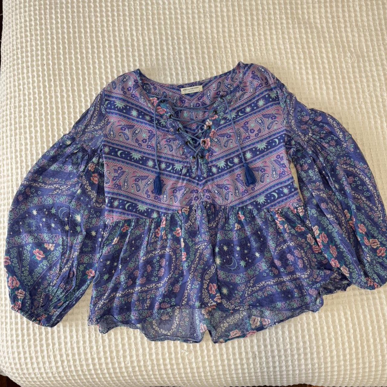 Spell & The Gypsy. City Lights Blouse – Indigo. Size... - Depop