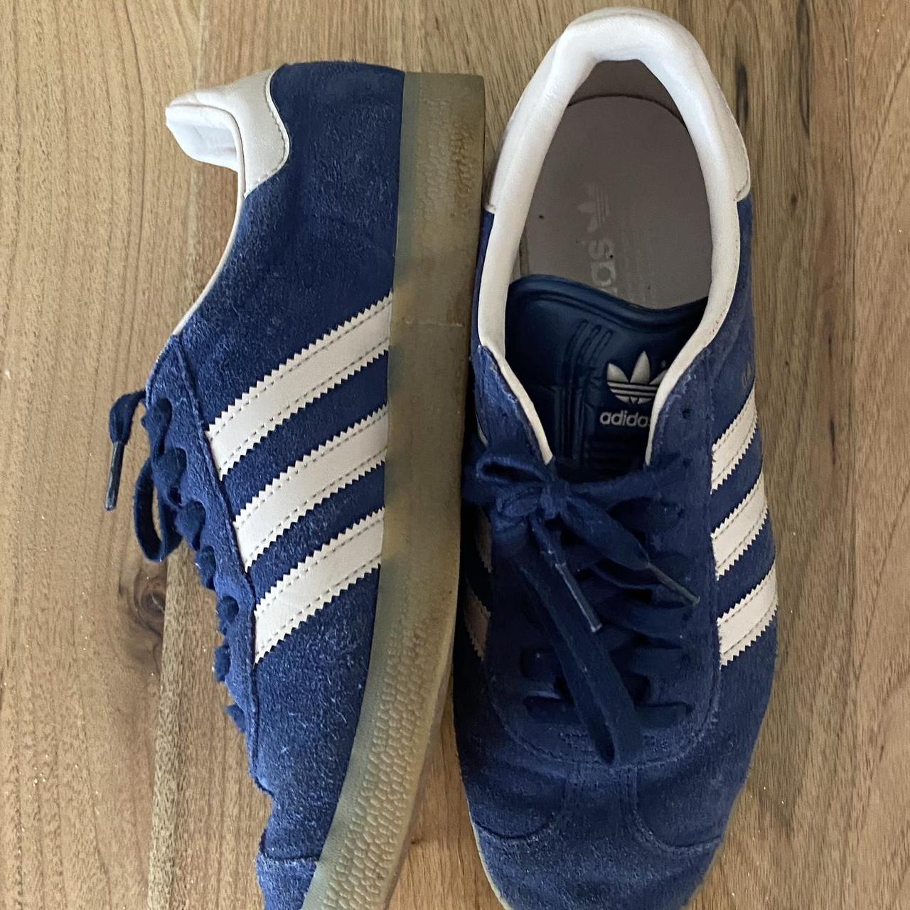 Navy blue Adidas Gazelle trainers, Never worn - Depop