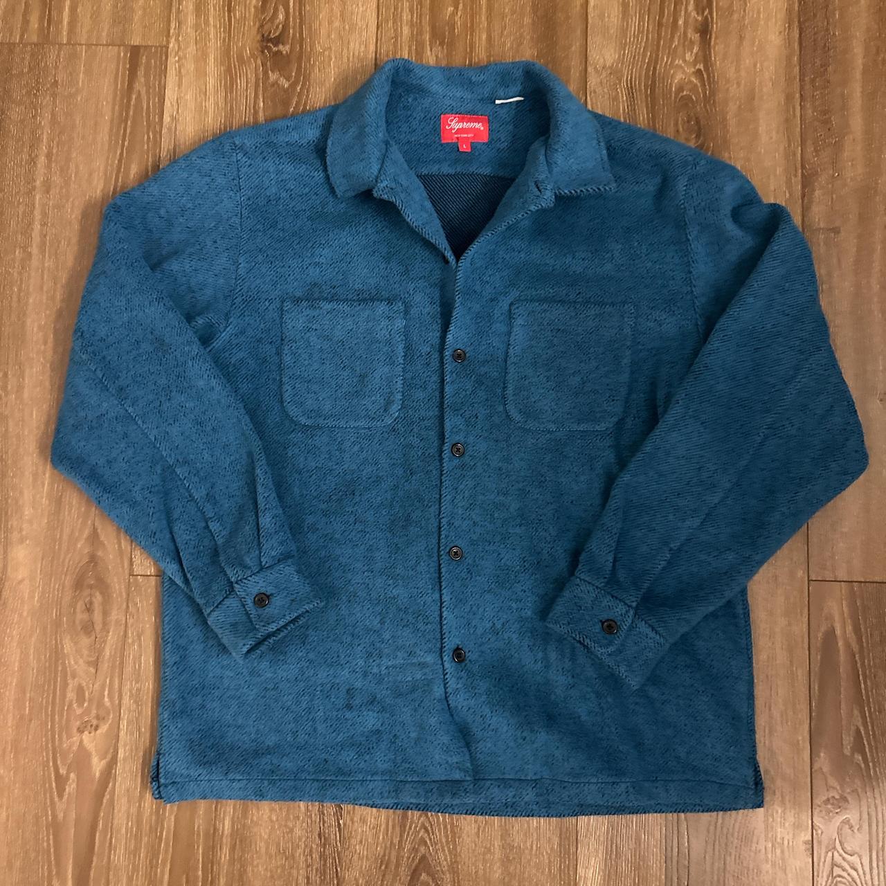 men’s supreme coat blue size... | Depop