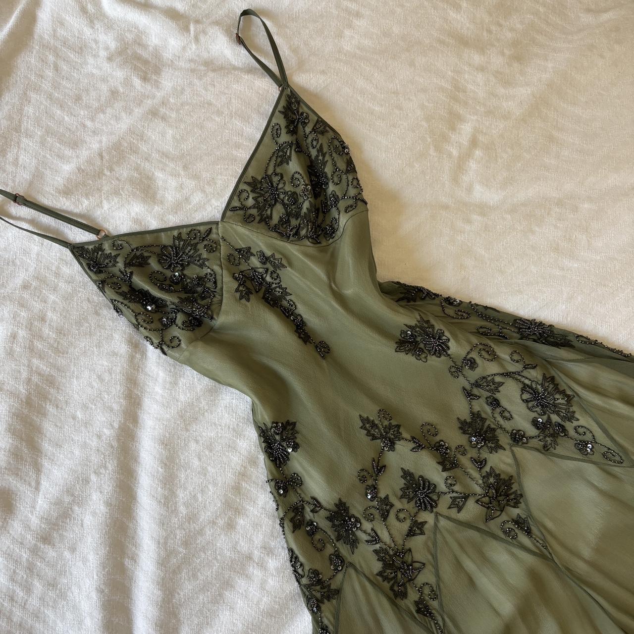 Green fairy y2k prom dress beaded vintage prom dress... | Depop