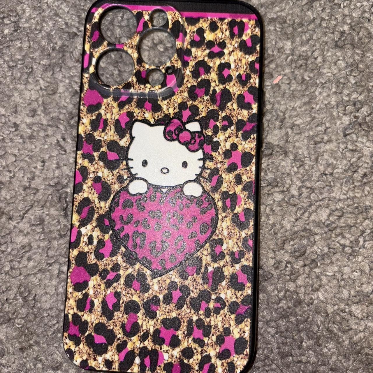 Pink and black Hello Kitty phone case iphone 14 pro... | Depop