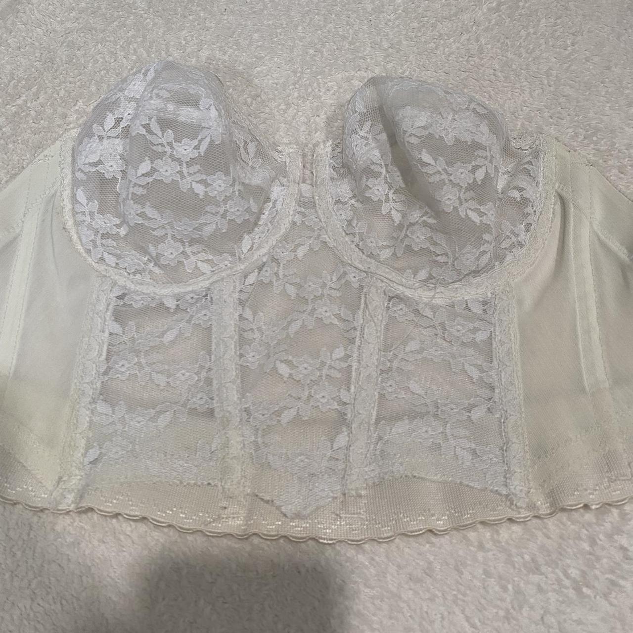 Vintage lace sheer white strapless corset Elastic,... - Depop