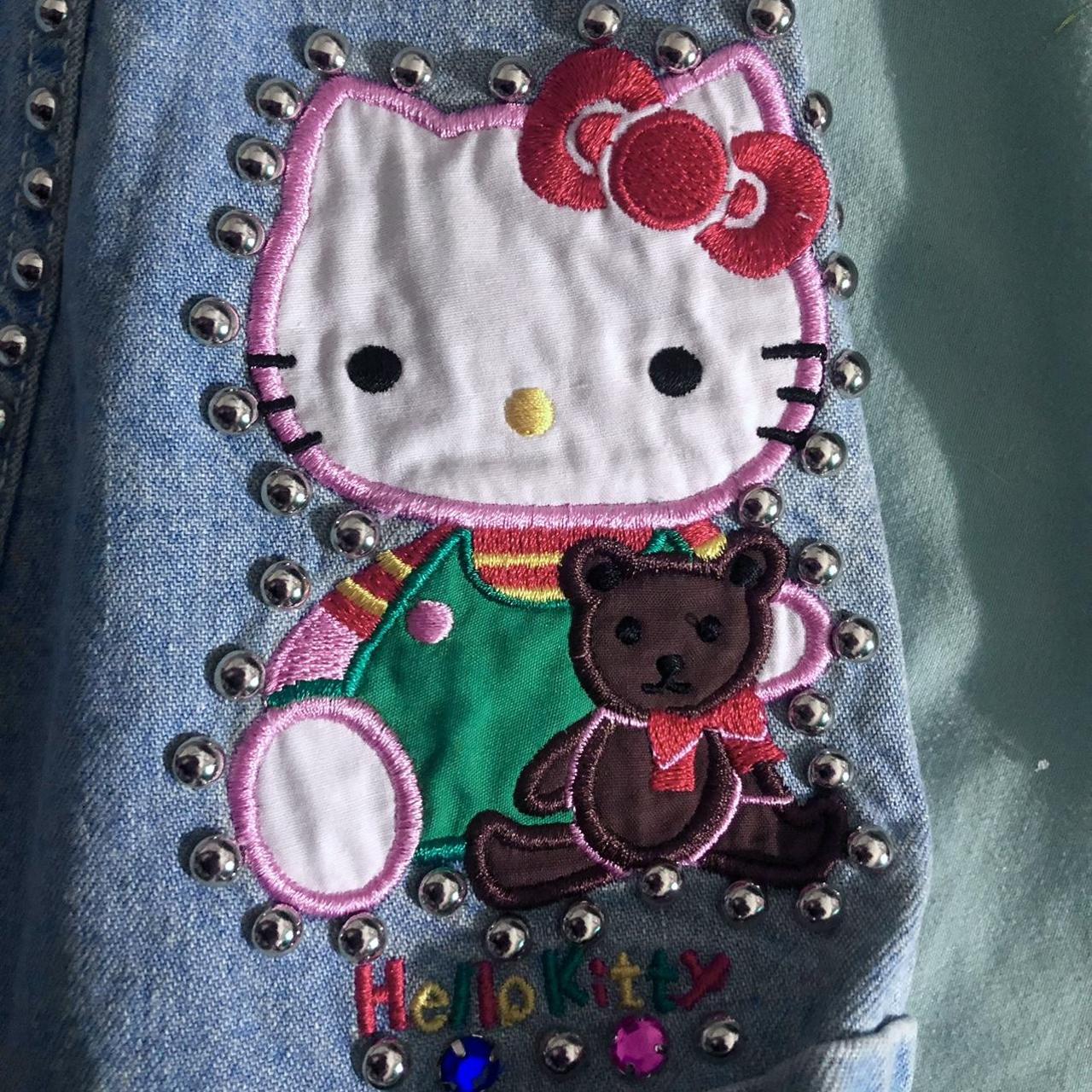 hello kitty mini loose denim circle skirt with... - Depop