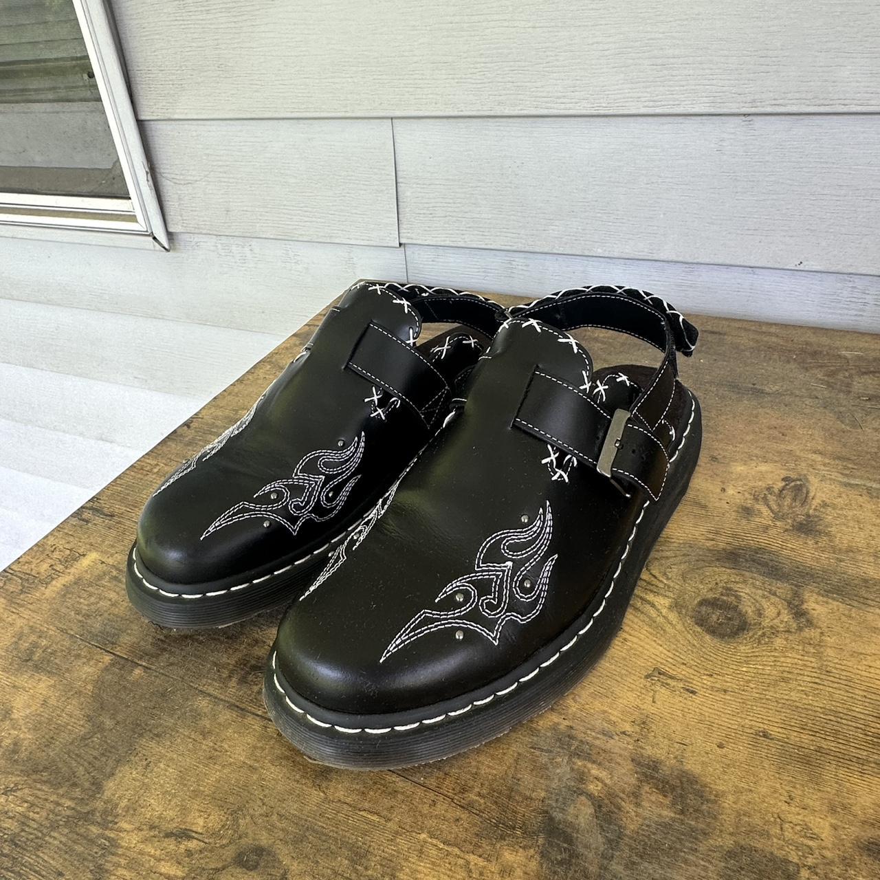 Doc Martin clogs, very cool patchwork style on them... | Depop
