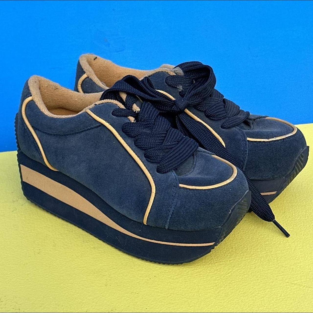 Volatile Women's Blue and Tan Trainers | Depop