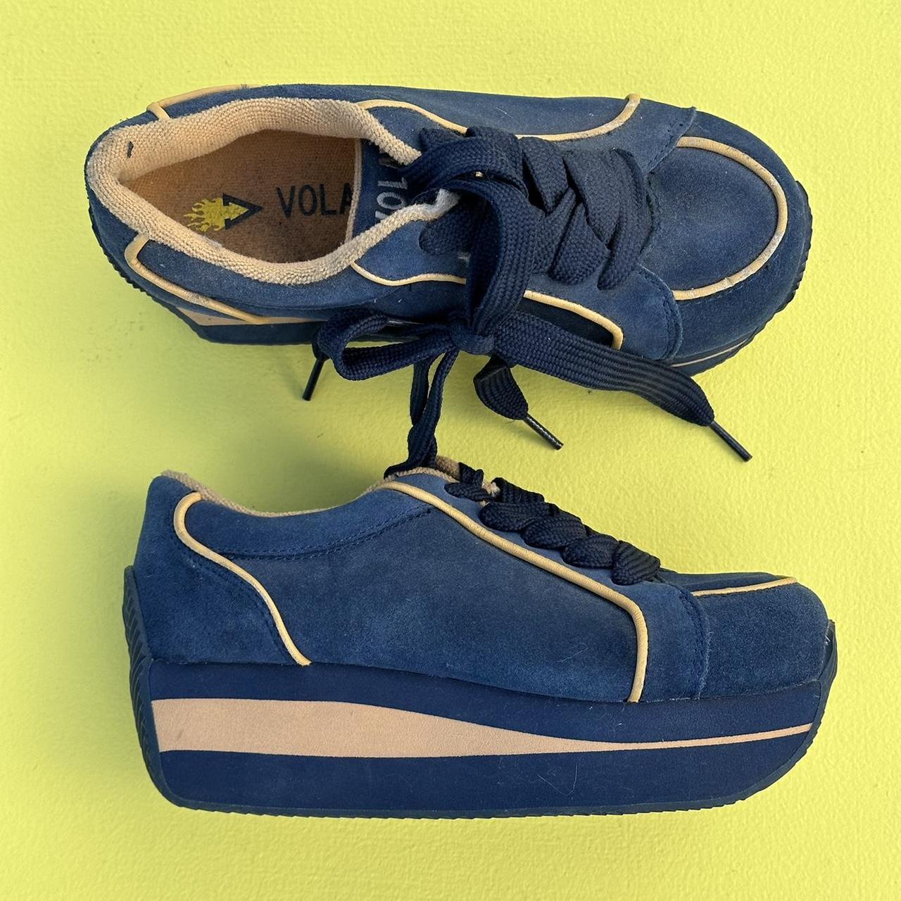Volatile Women's Blue and Tan Trainers | Depop