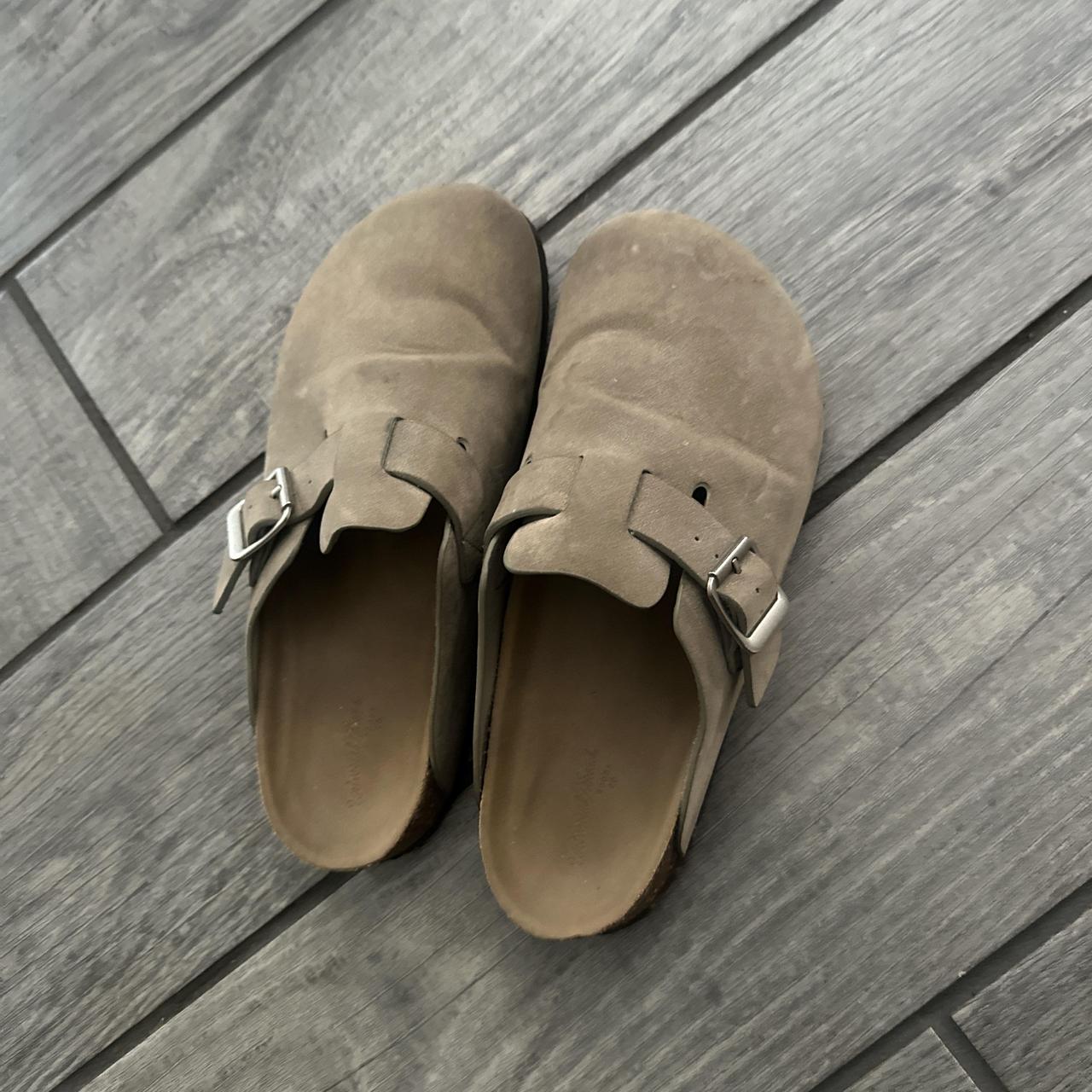 Tan suede clogs with buckles #clogs #tan from target | Depop