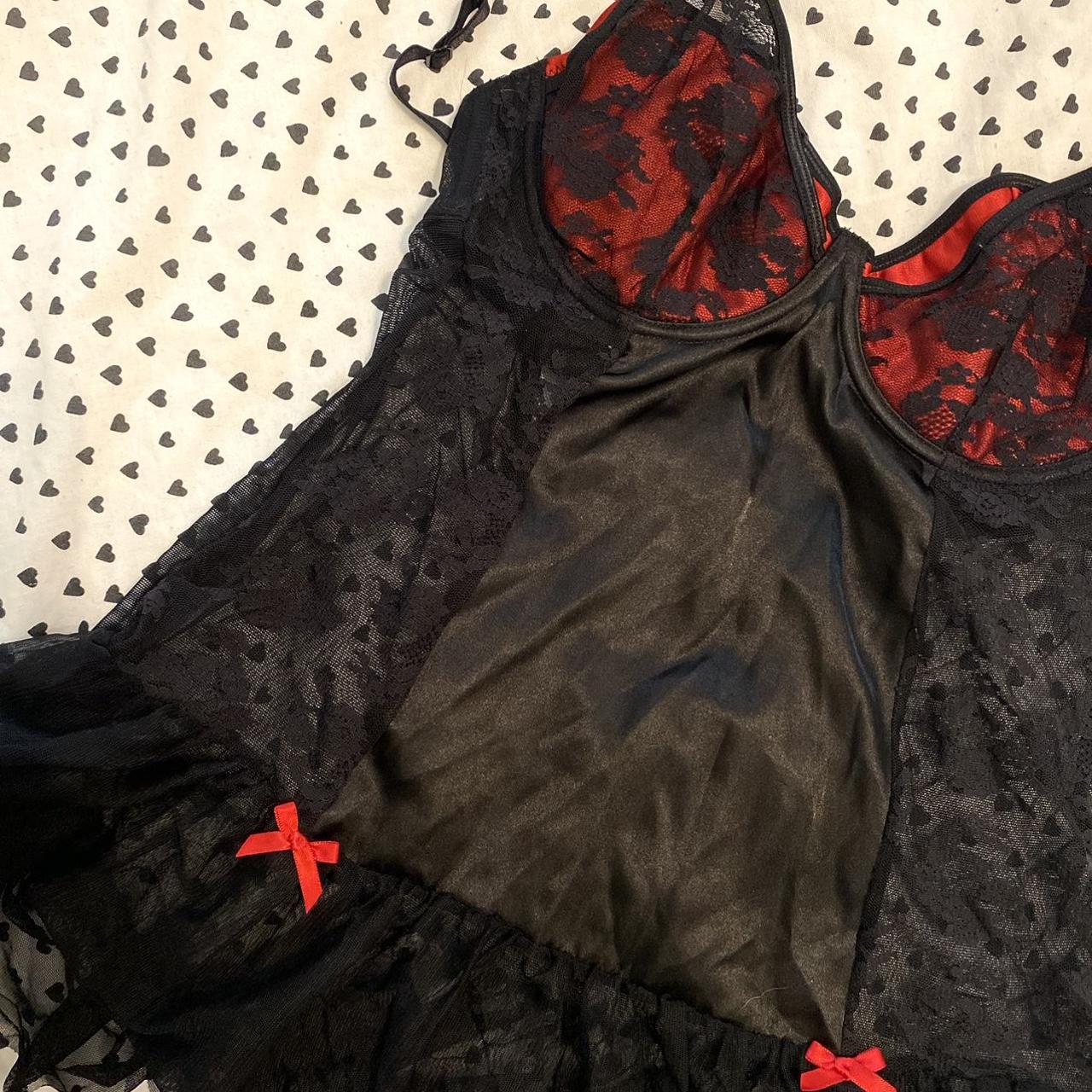 vintage black and red mesh bustier/basque/corset... - Depop
