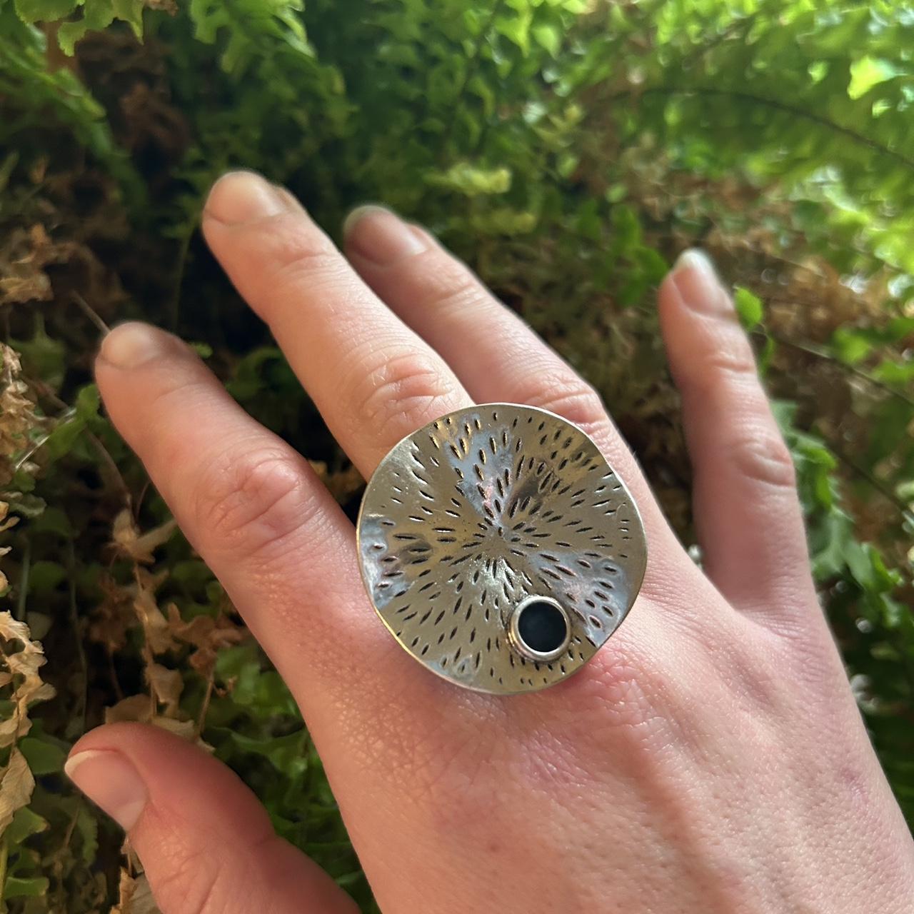 Cute vintage silver statement ring with expanding... | Depop
