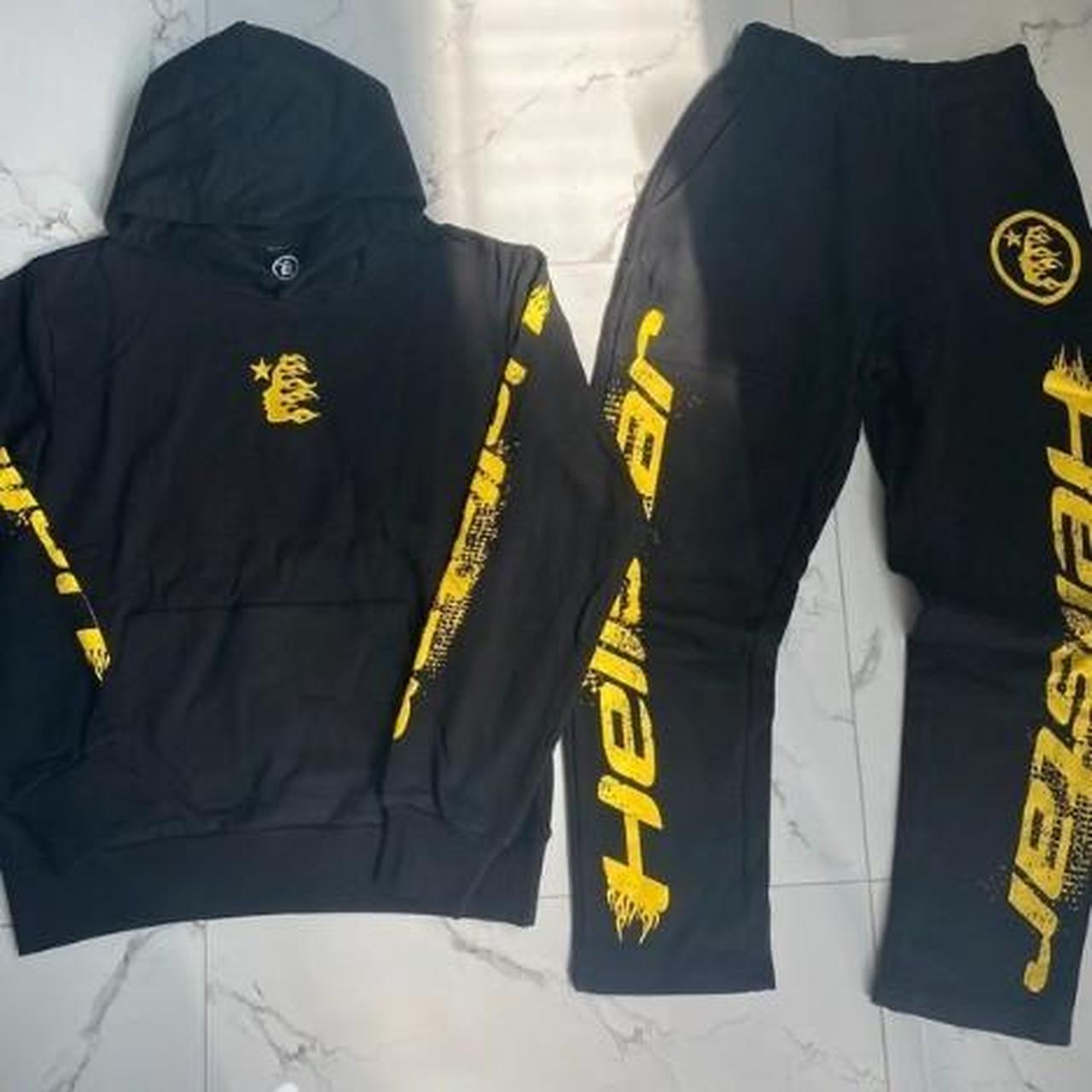 Hellstar sports back & yellow tracksuit size small - Depop