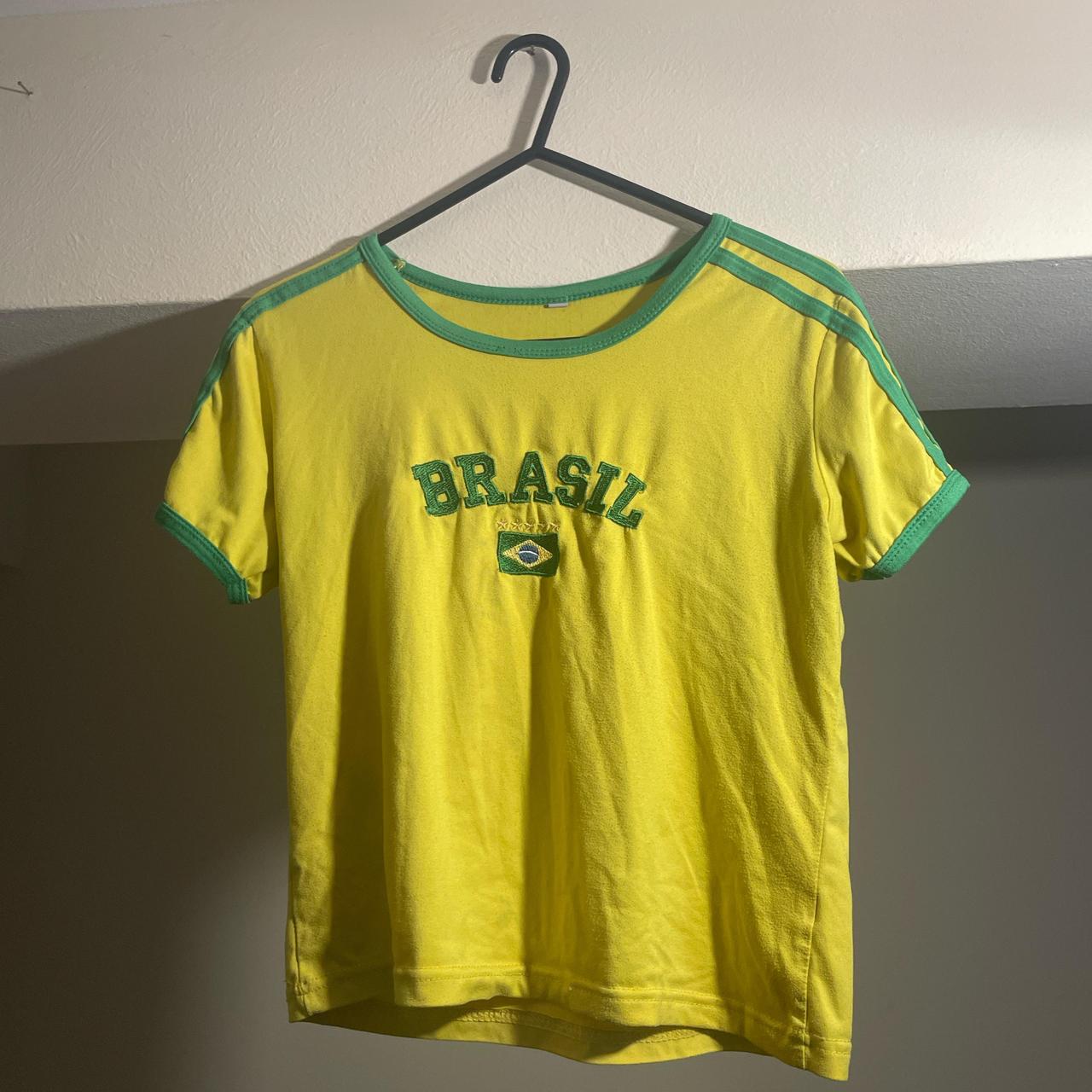 Brasil Top Yellow and Green Worn occasionally, good... - Depop