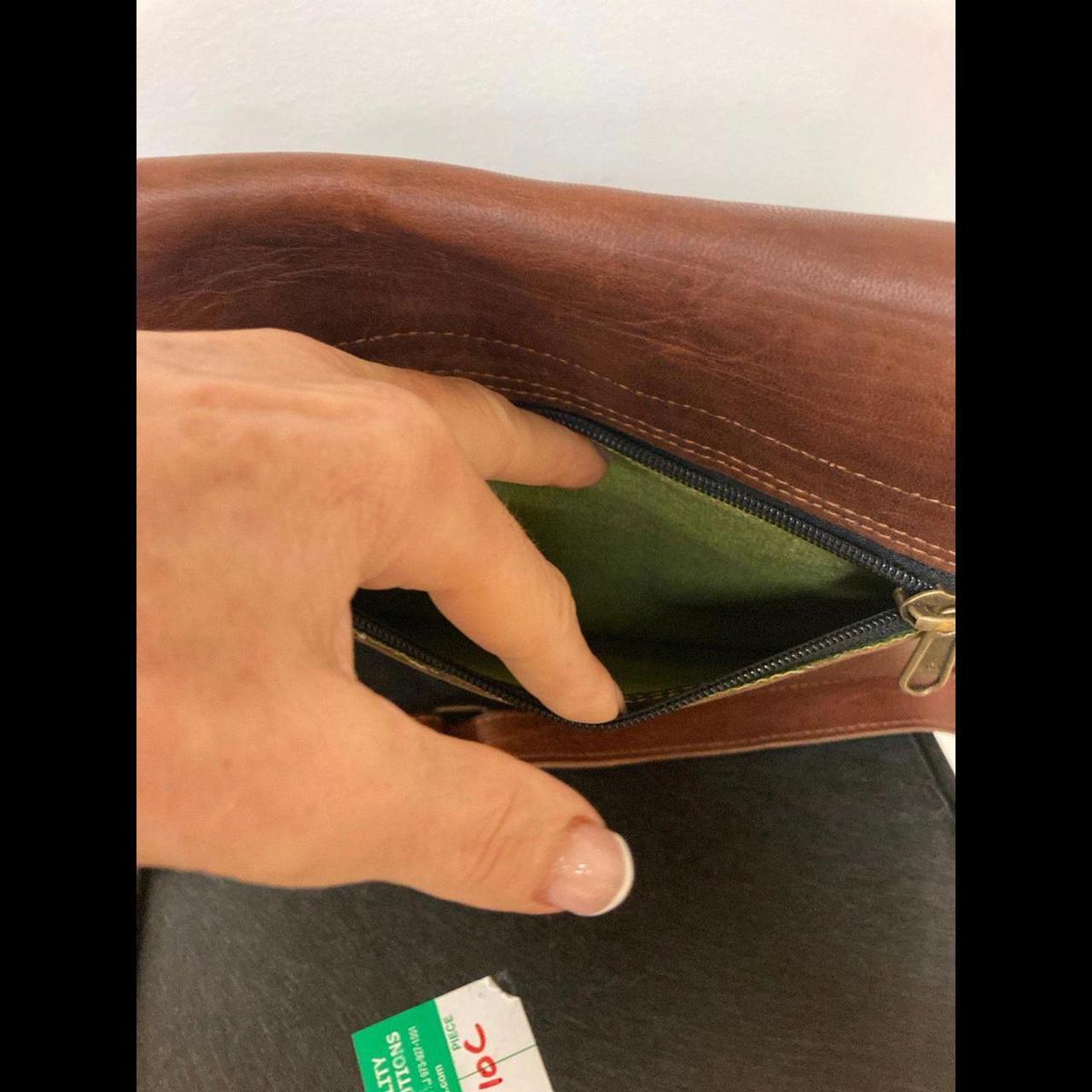 Rustic brown all leather purse pocket book bag . Two... - Depop