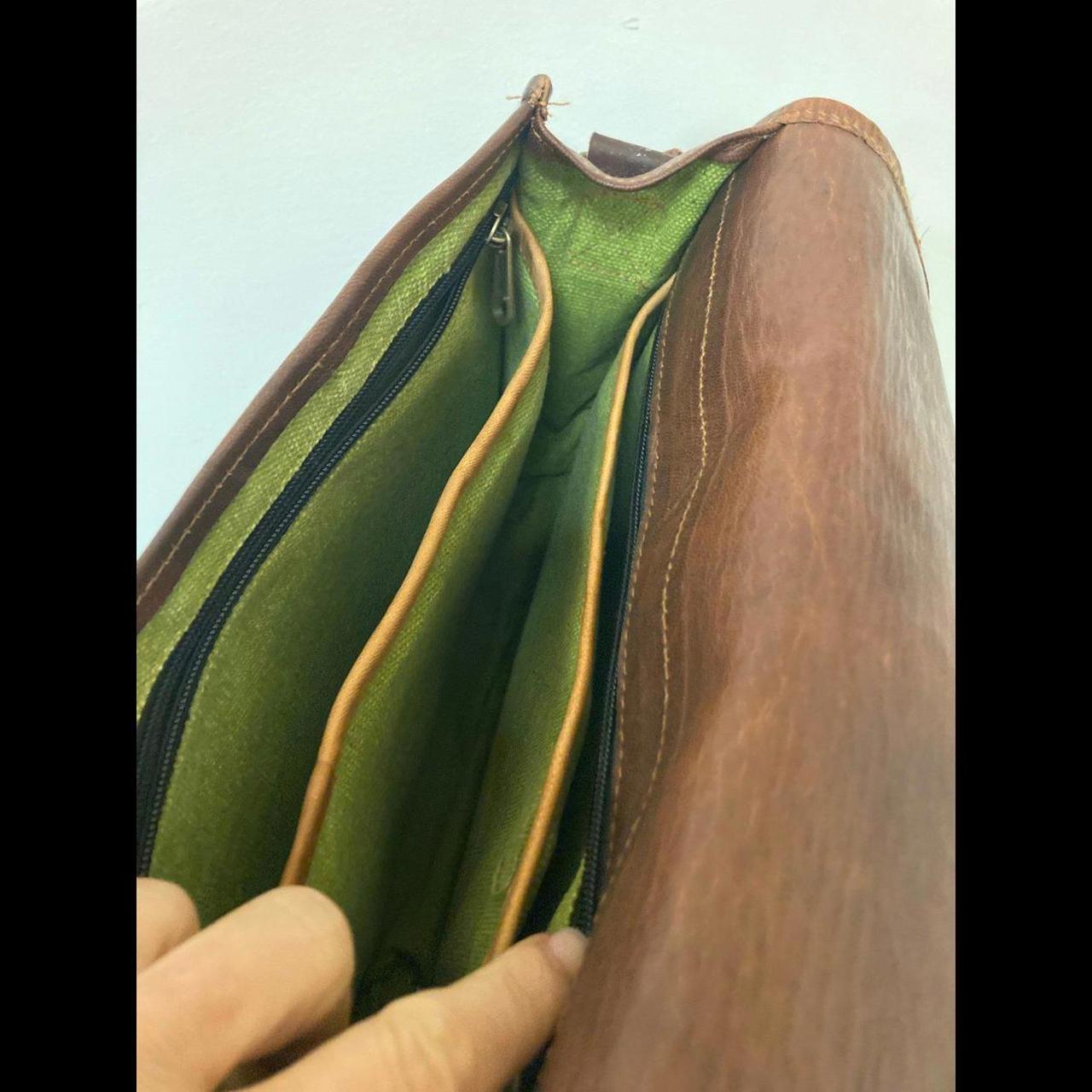 Rustic brown all leather purse pocket book bag . Two... - Depop