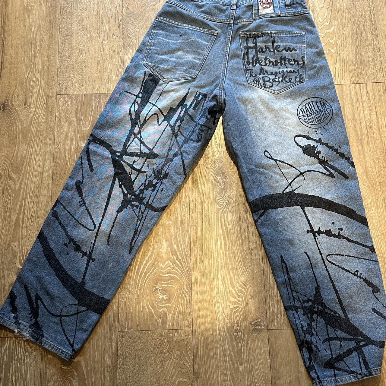 Harlem Globetrotters vintage graphic jeans waist... - Depop