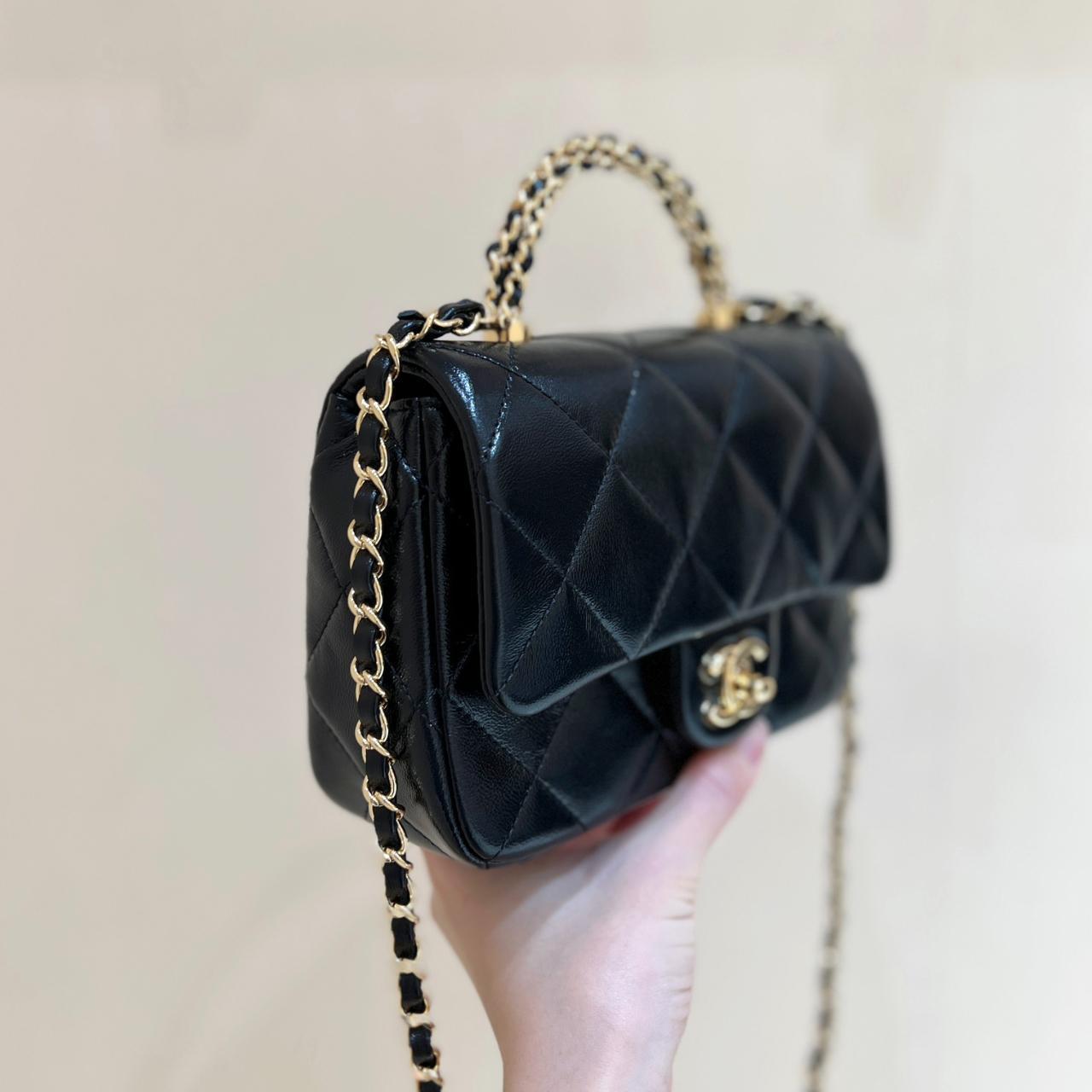 Authentic Chanel 24B Mini Flap with Top Handle | Depop