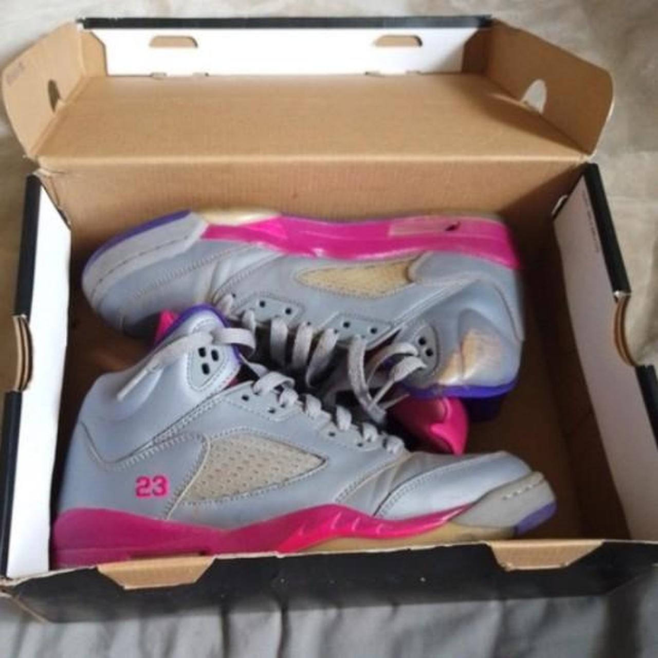 Nike Air Jordan Retro 5 Cement Grey/Pink... | Depop