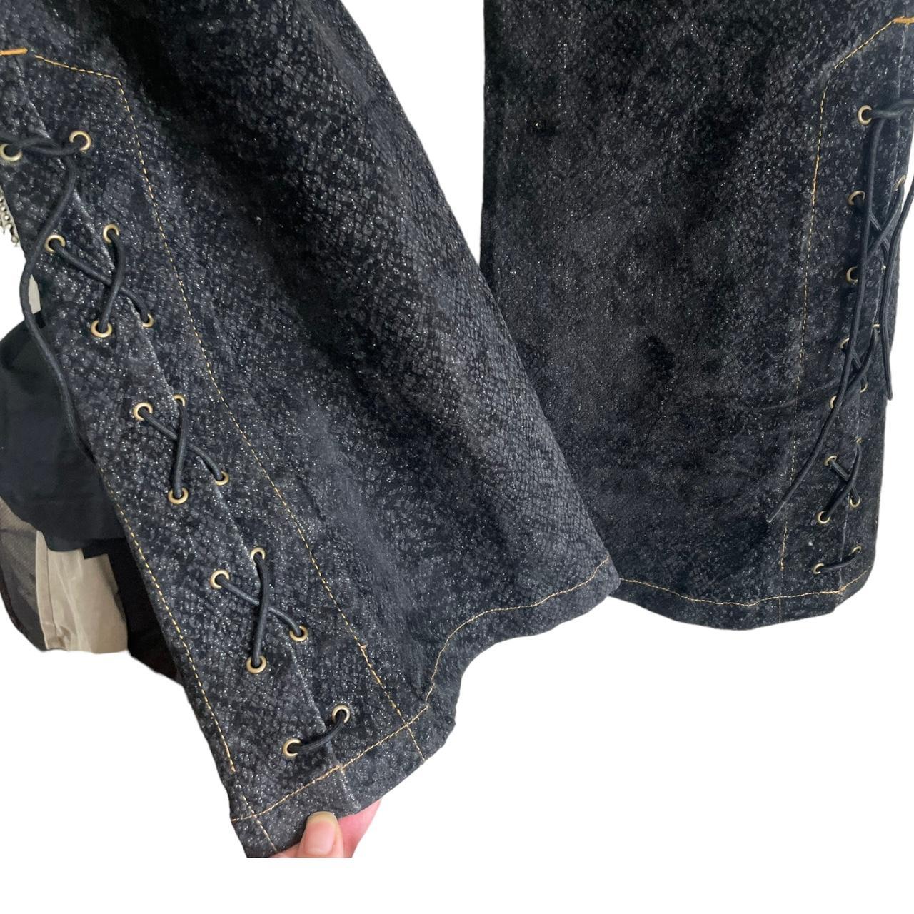 Tornadomart side lace snake skin jacquard denim... - Depop