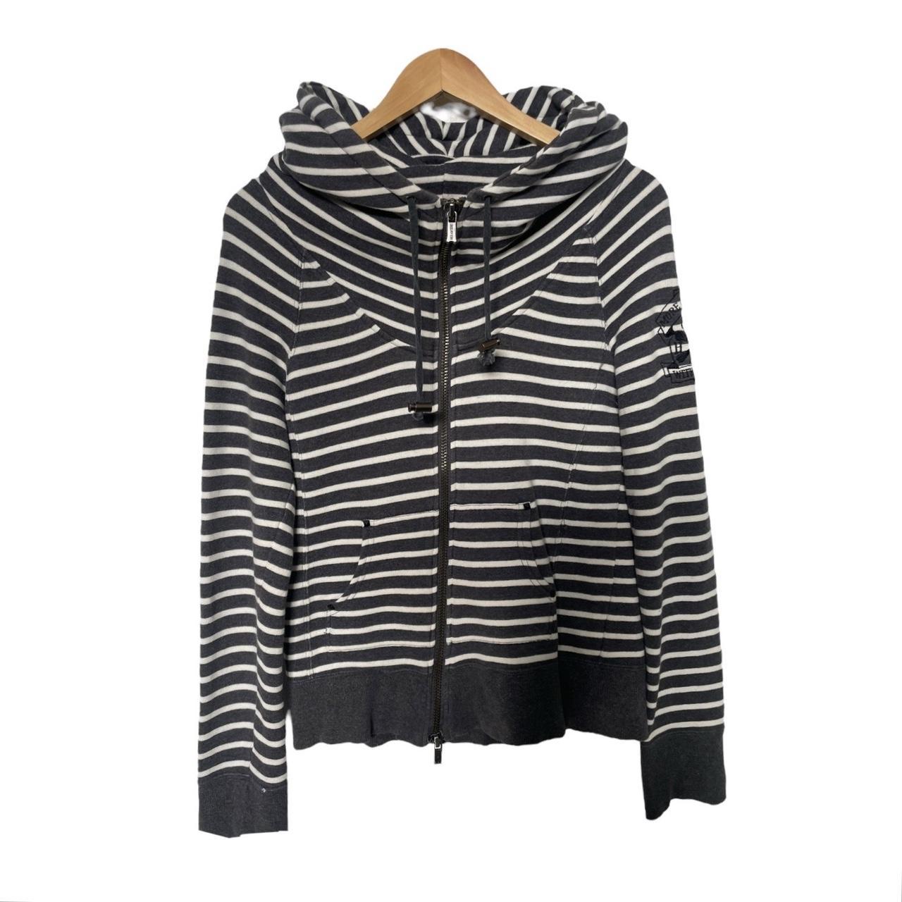 Heaven & earth double zip cowl neck stripe jacket w... - Depop