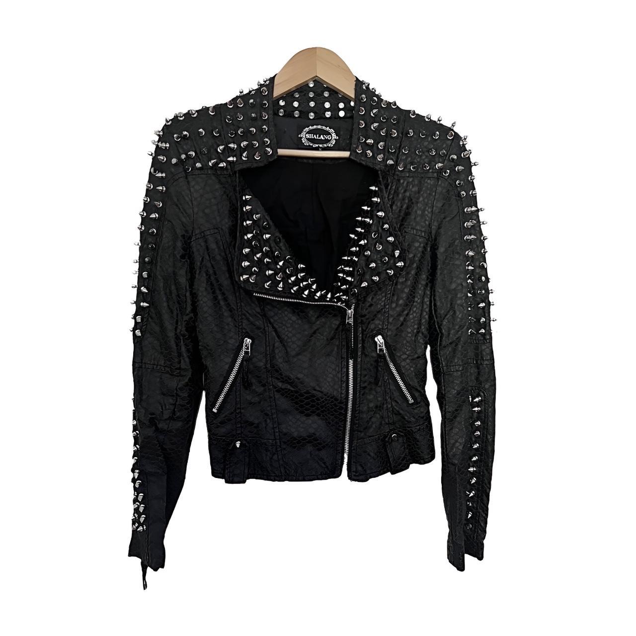 Spike stud python leather jacket Sz s Balmain slp... | Depop