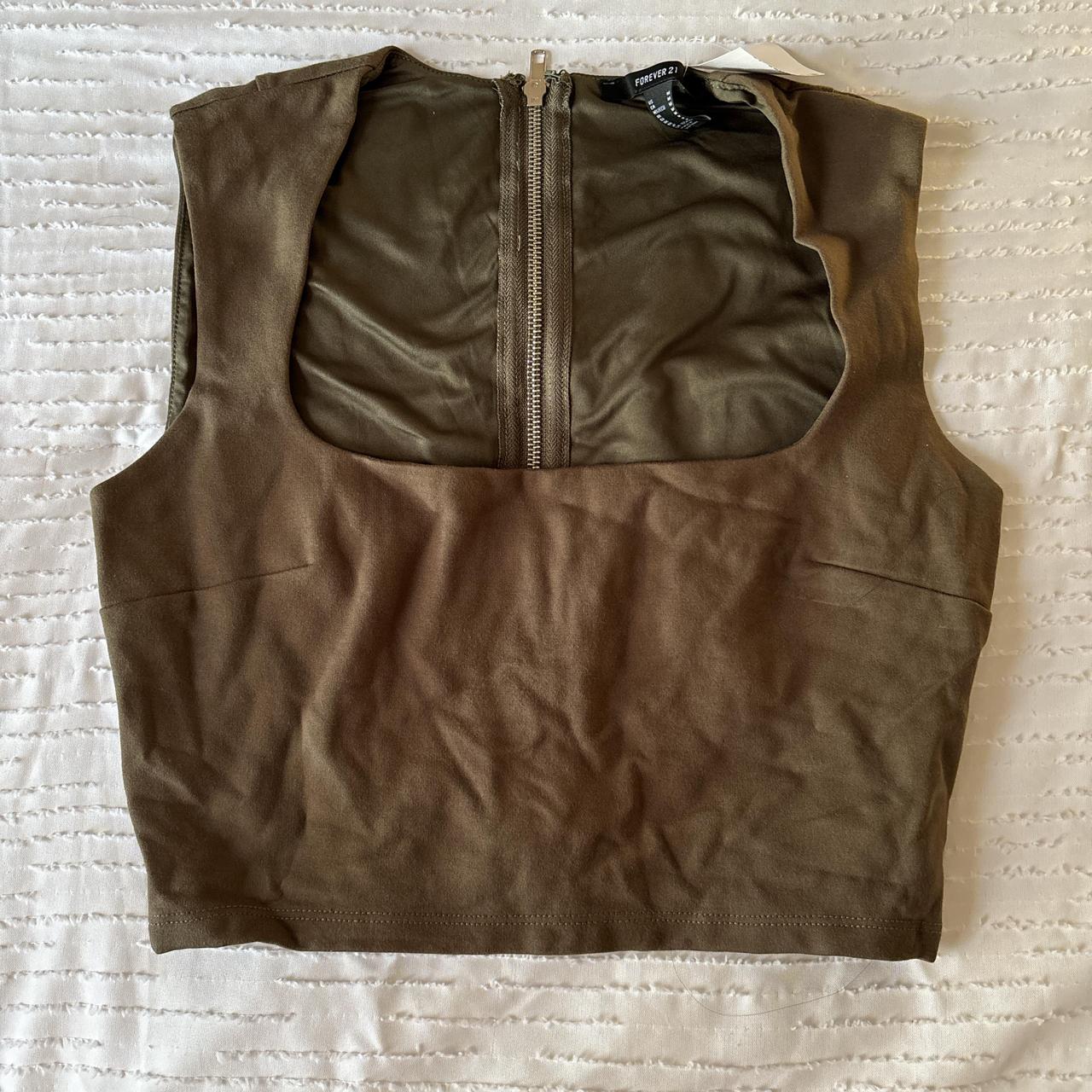 Green Top Zip Back | Depop