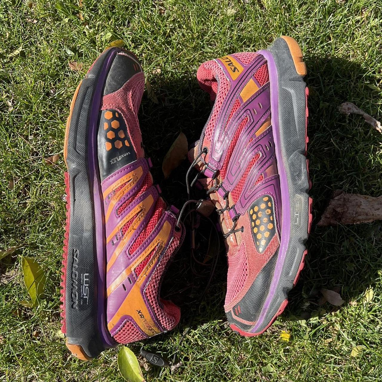 Salomon Women's Pink and Orange Trainers | Depop