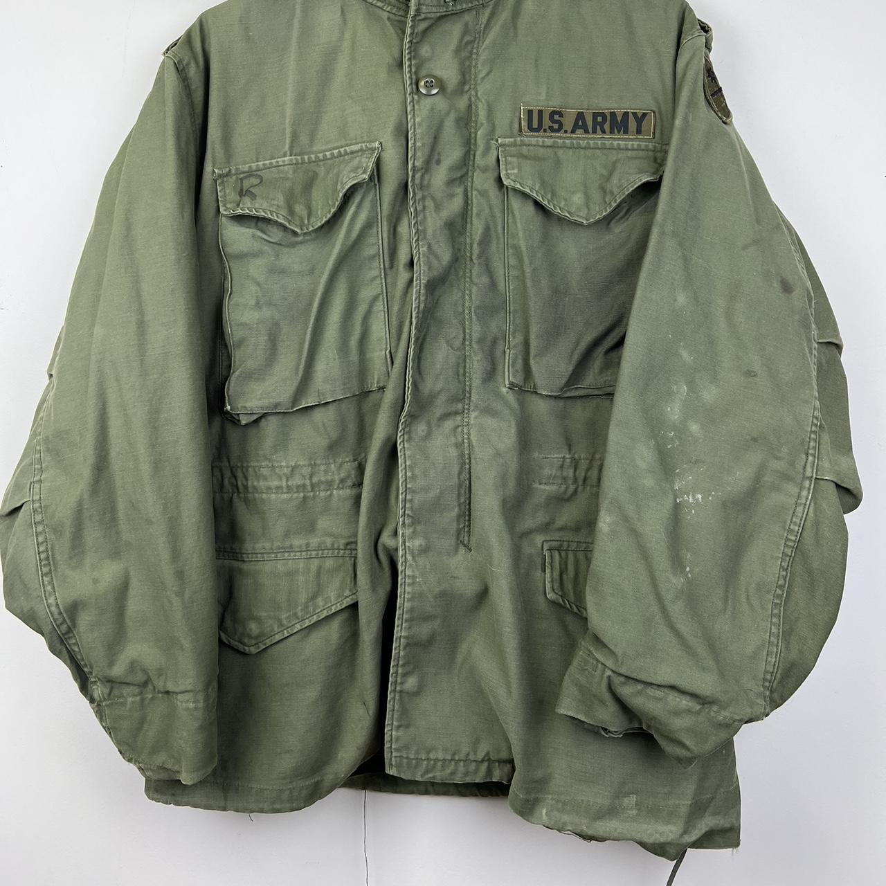 1970s US Army green military jacket with pockets,... | Depop