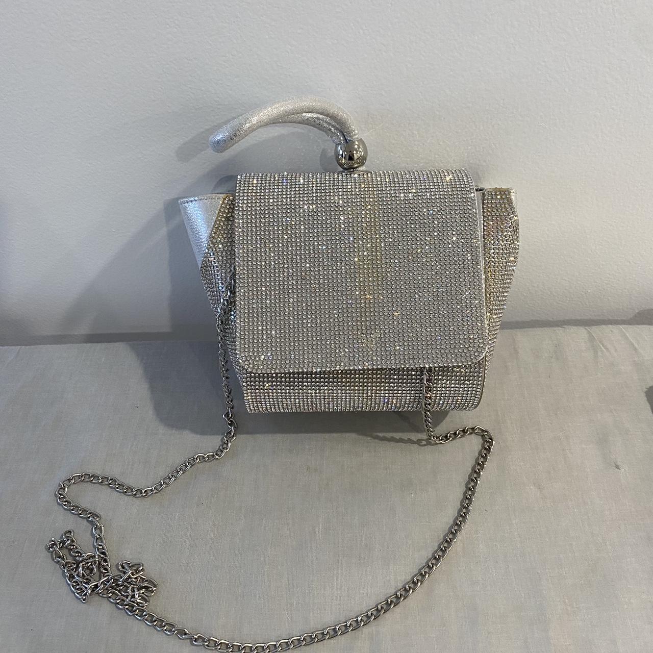Colette Silver Diamante Clutch/Bag Used once - Depop