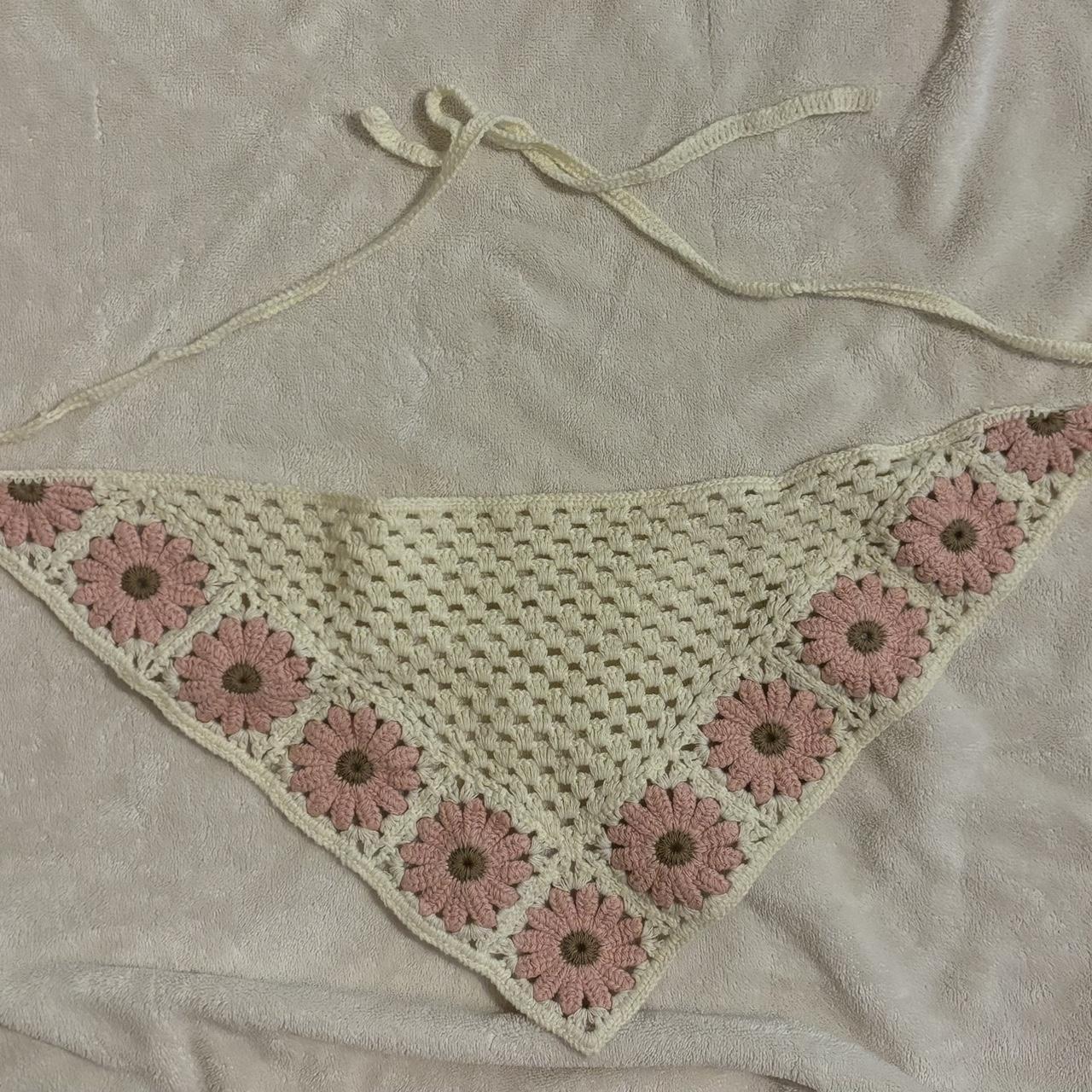 Crochet bandana with strings #crochet #bandana #hair - Depop